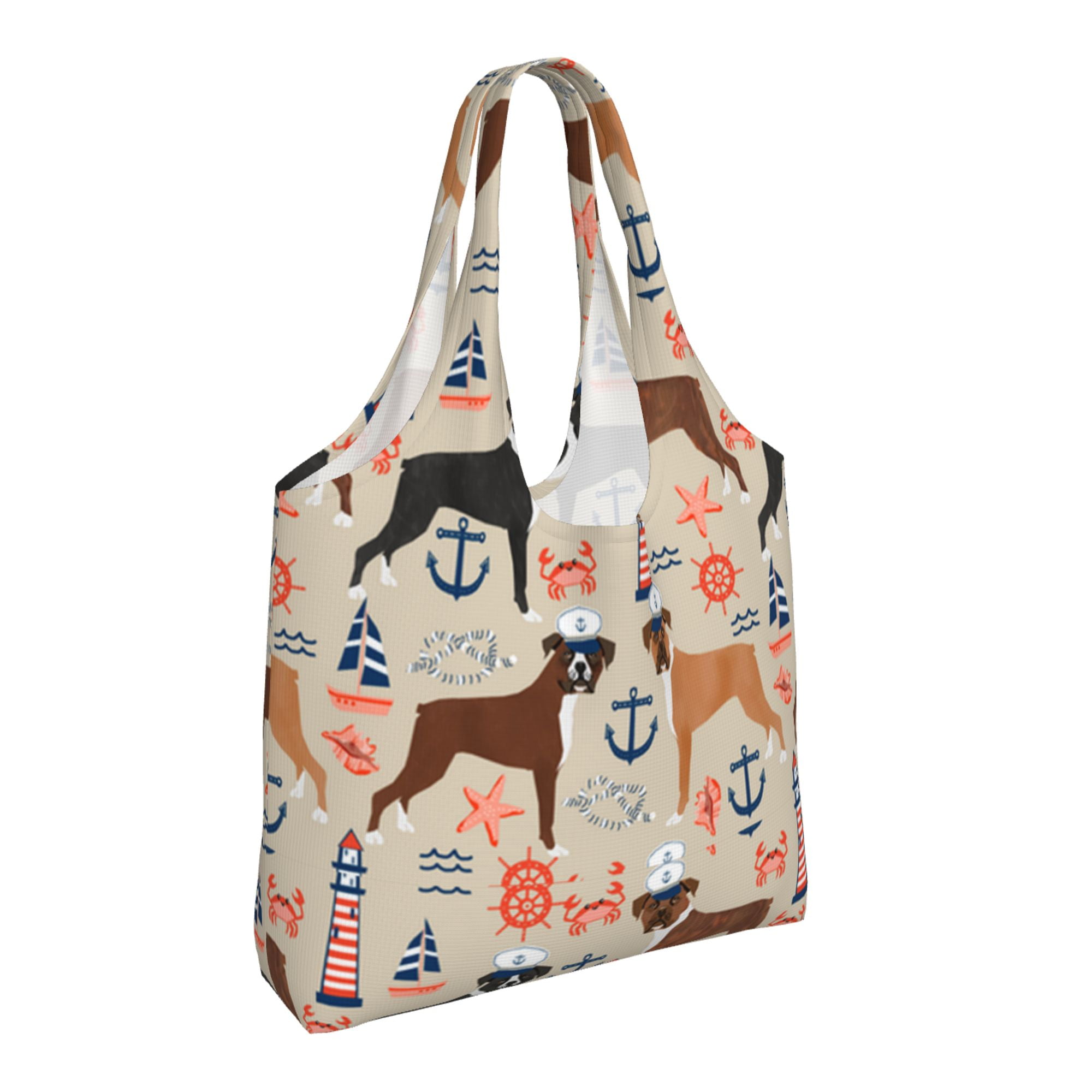 Tropical Dogs Canvas Tote Pocket For Women,Totes Bag With Pattern For ...
