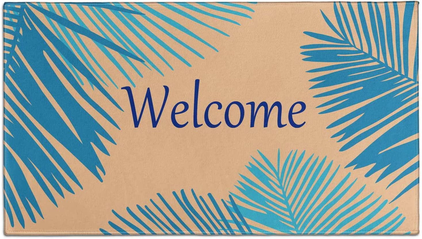 Tropical Door Mat Tropical Welcome Mat Blue Palm Mat Summer Door Mat ...