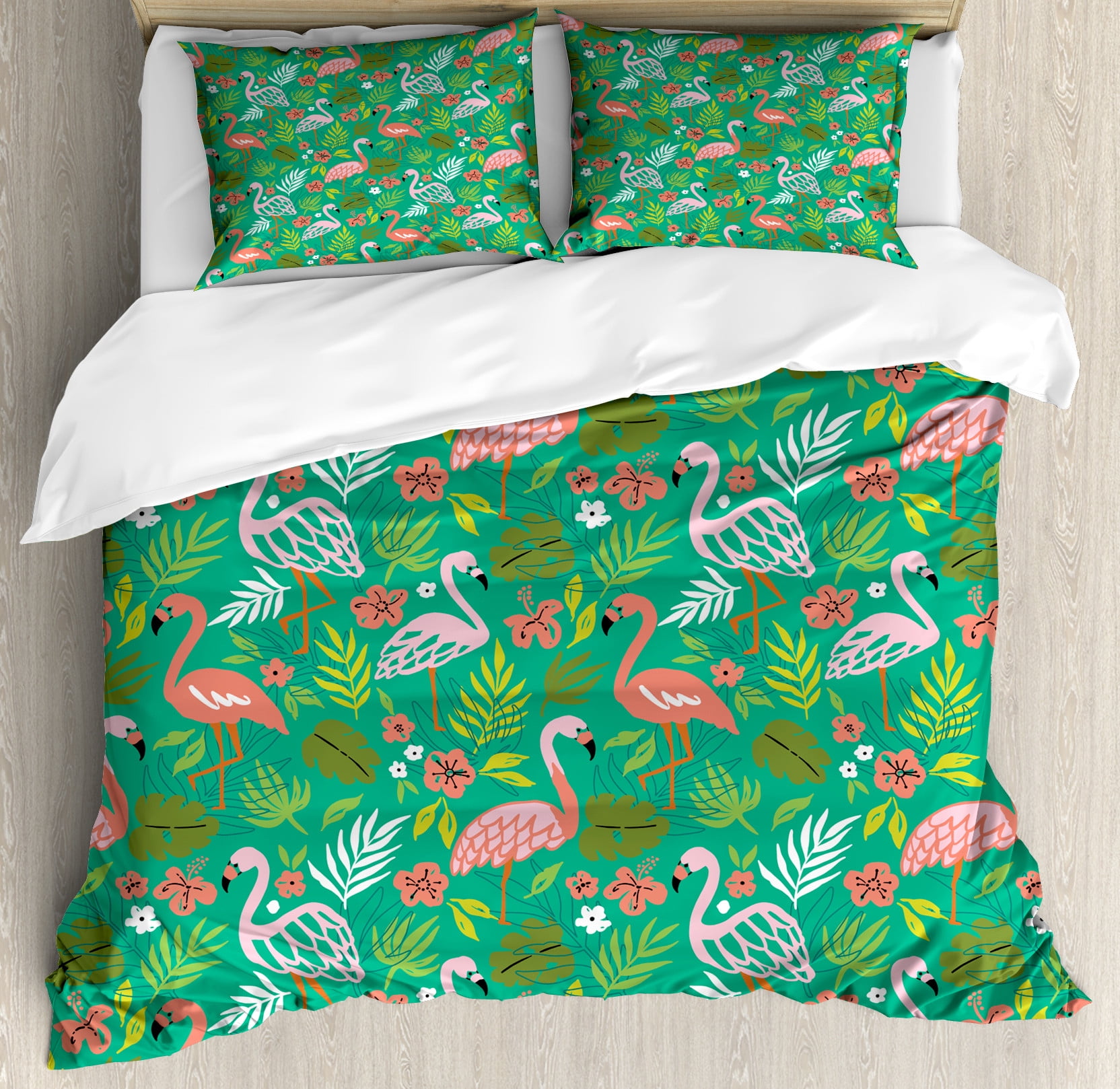 Tropical Duvet Cover Set, Caribbean Style Flourishing Elements and ...