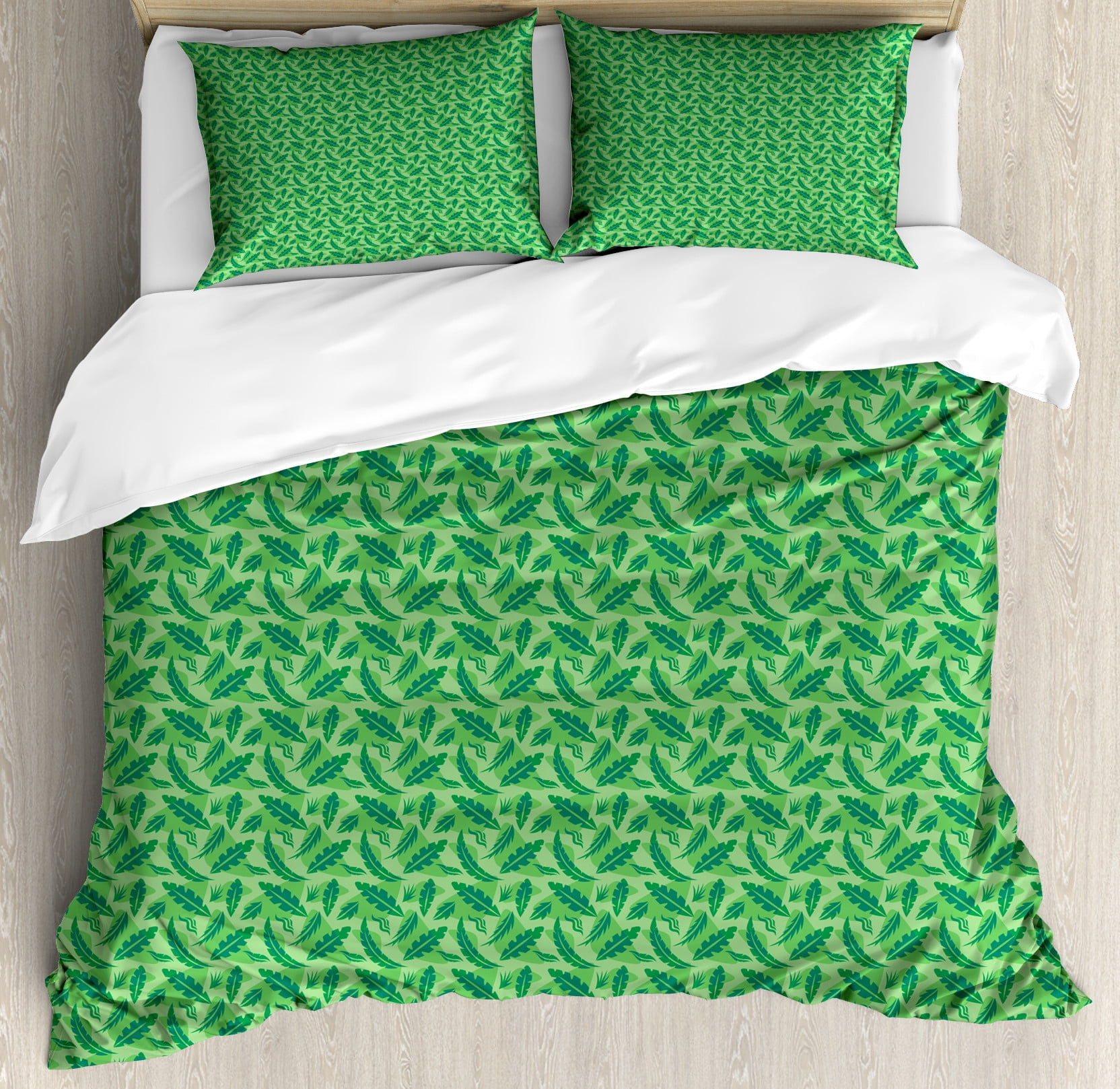 Tropical Duvet Cover Set, Exotic Forest Foliage Leafage Motif Jungle Rainforest Plants Design ...