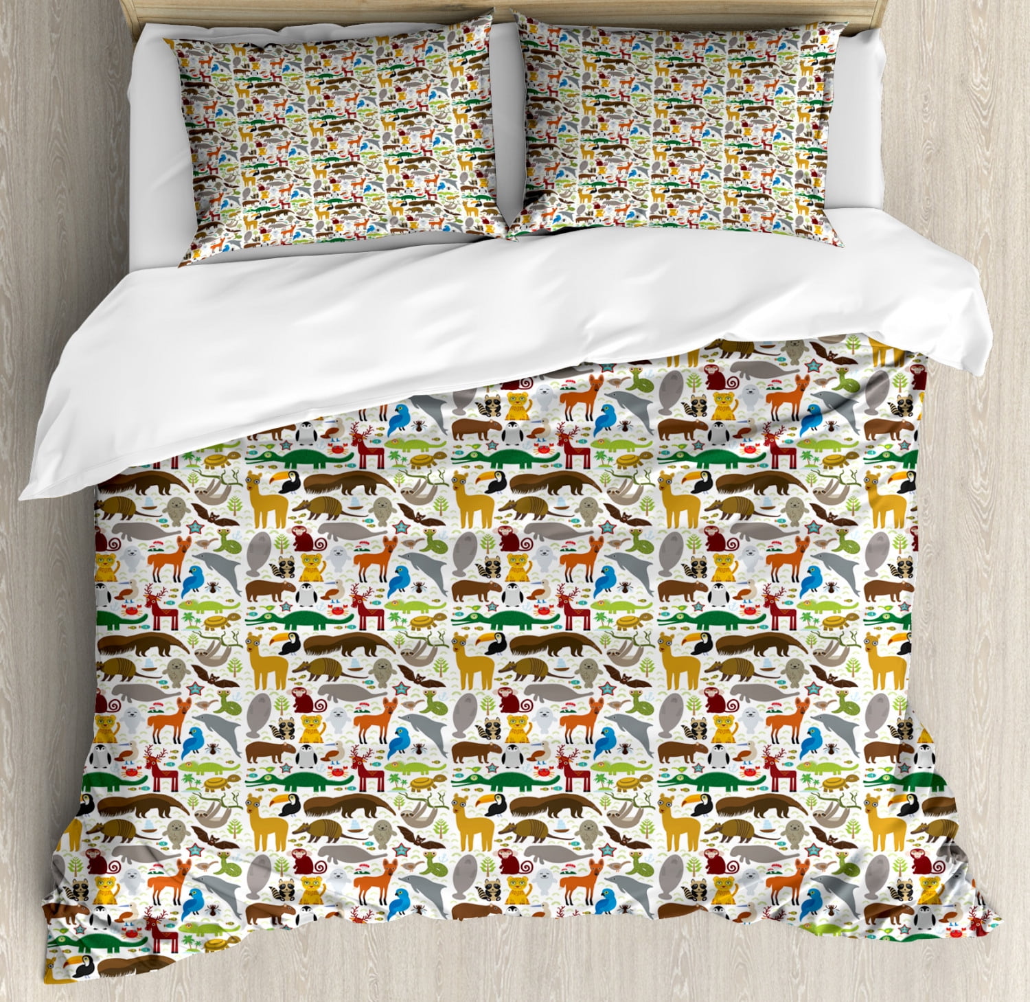 Tropical Duvet Cover Set King Size, Animals from Exotic South America ...