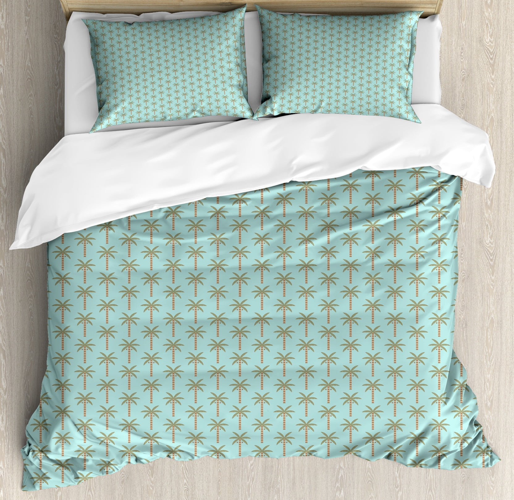 Tropical Duvet Cover Set, Repetitive Summer Pattern with Coconut Palm ...