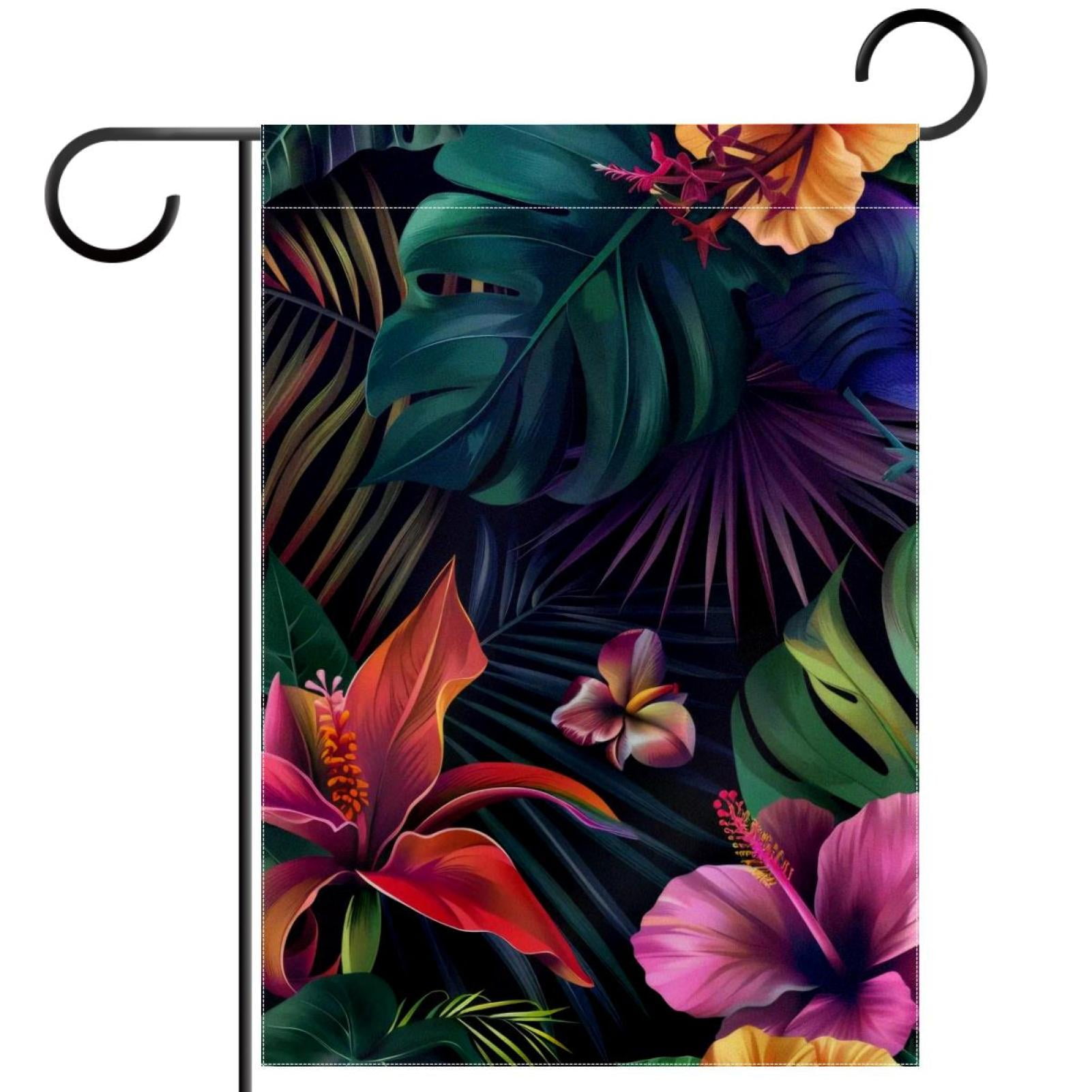 Tropical Exotic Flowers Palm Leaves Welcome Garden Flags, 12 x 18 Inch ...