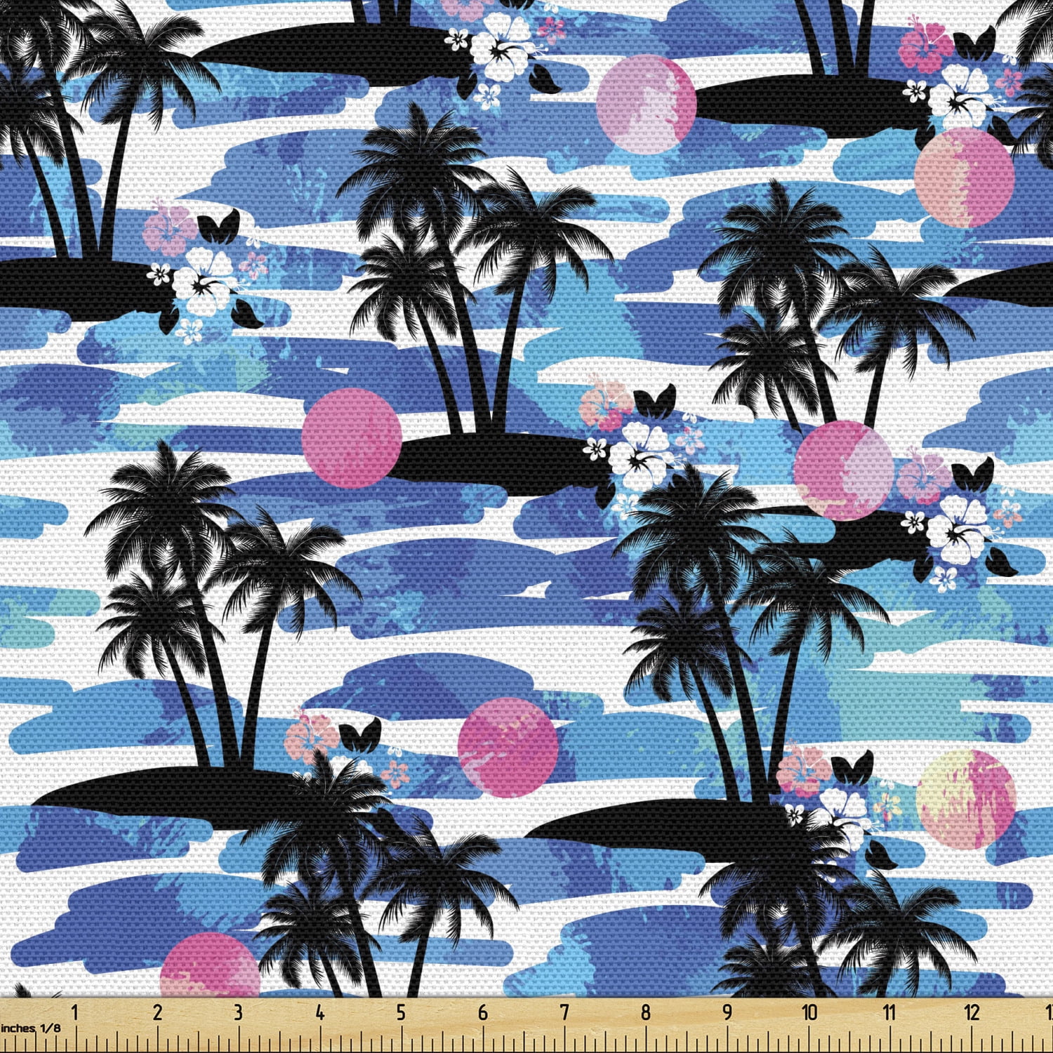 Ambesonne Tropical Fabric by the Yard Upholstery, Hawaiian Aloha ...
