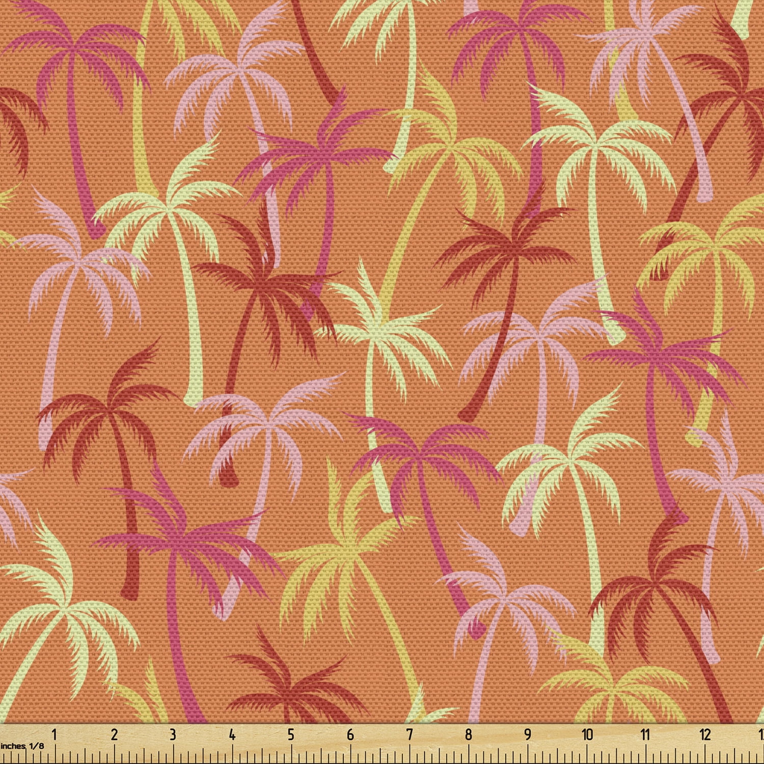 Ambesonne Tropical Fabric by the Yard Upholstery, Coconut Palm Trees ...