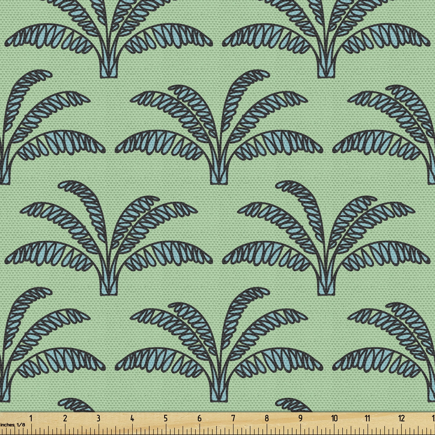 Tropical Fabric by the Yard, Exotic Coconut Palm Trees Pattern Island ...