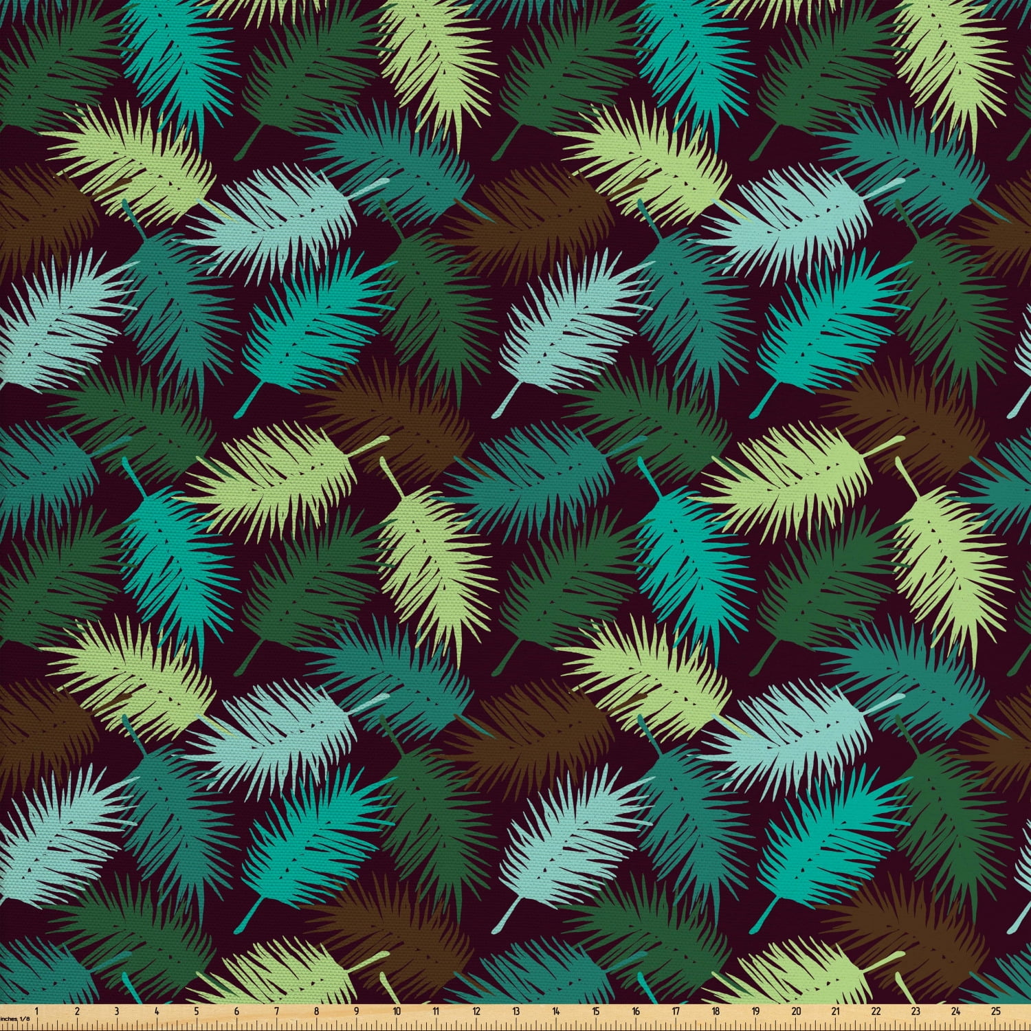 Ambesonne Tropical Fabric by the Yard Upholstery, Exotic Torbay Palm ...