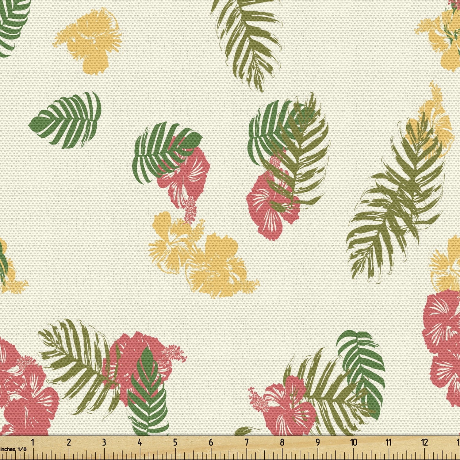 Tropical Fabric by the Yard, Hawaiian Exotic Botany Pattern with ...