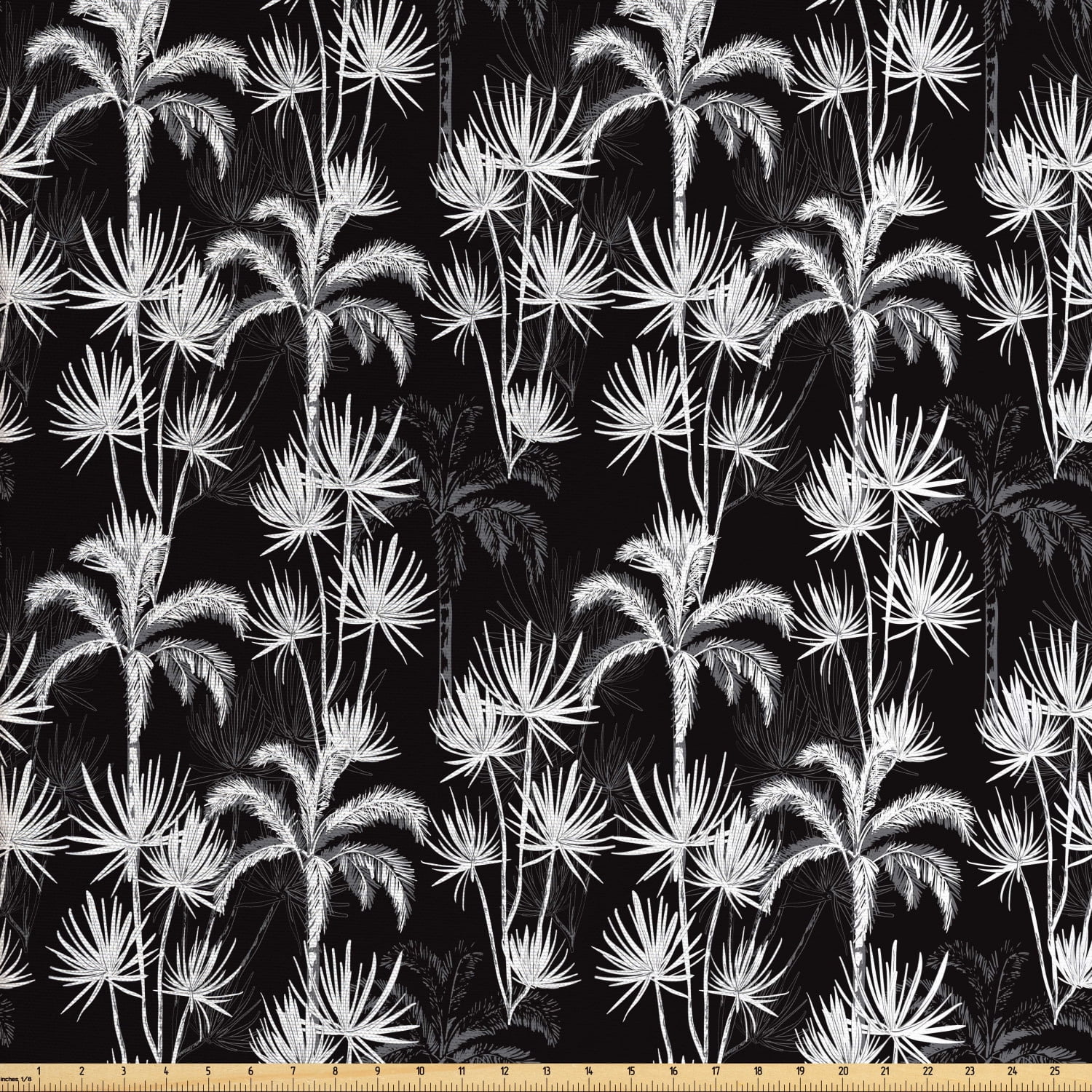 Ambesonne Tropical Fabric by the Yard Upholstery, Exotic Palm Tree ...