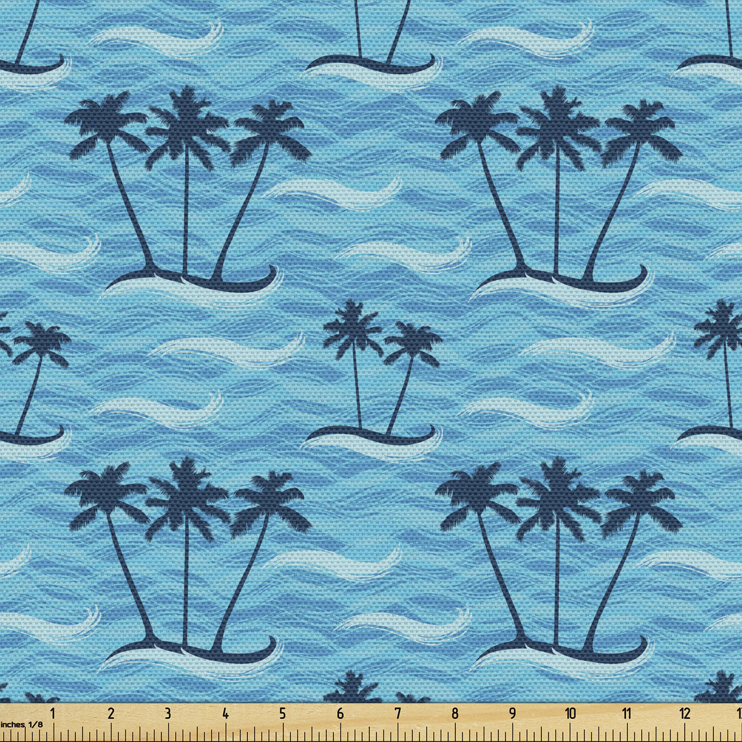 Ambesonne Tropical Fabric by the Yard Upholstery, Summer Sea and Palm ...