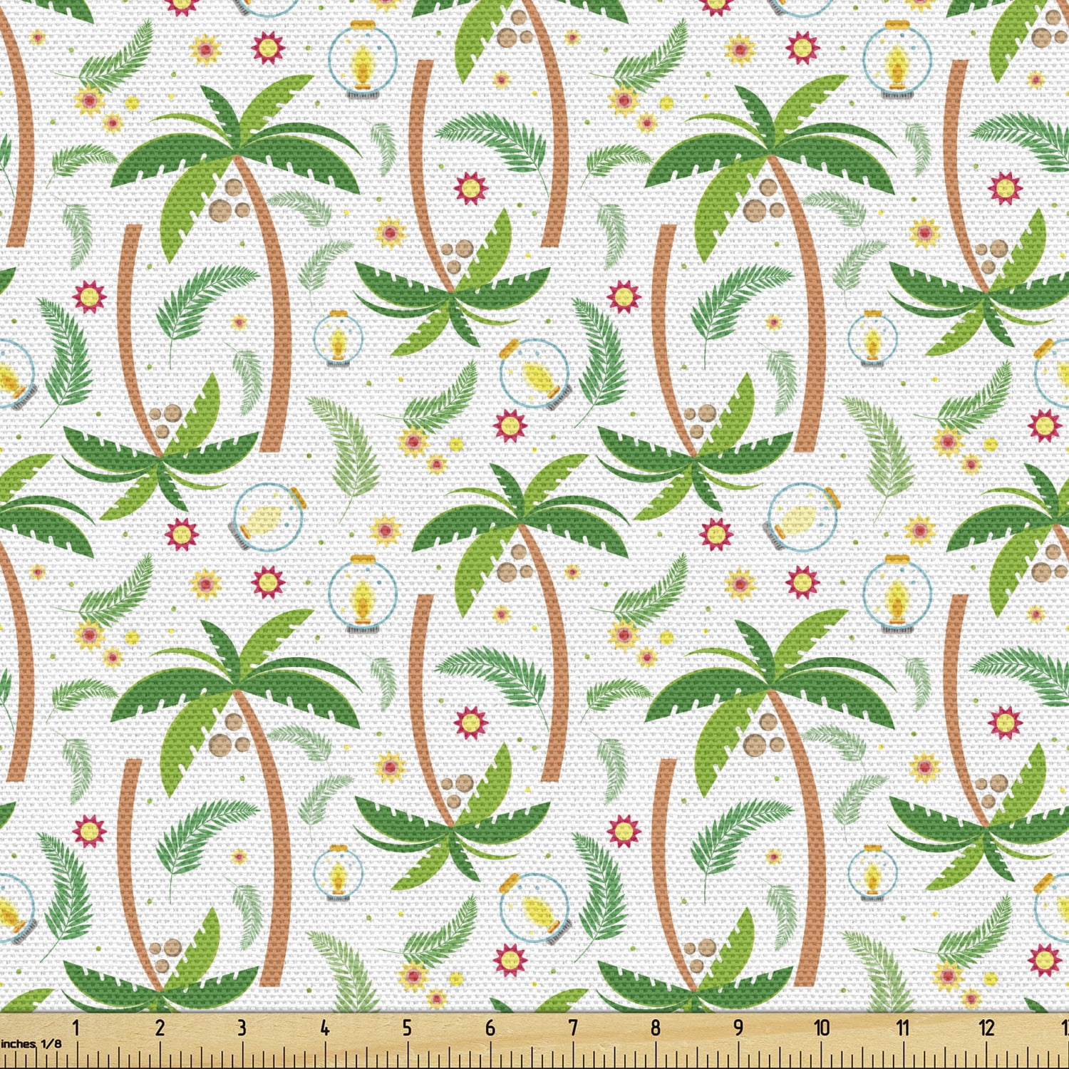 Ambesonne Tropical Fabric by the Yard Upholstery, Palm Trees Camping ...