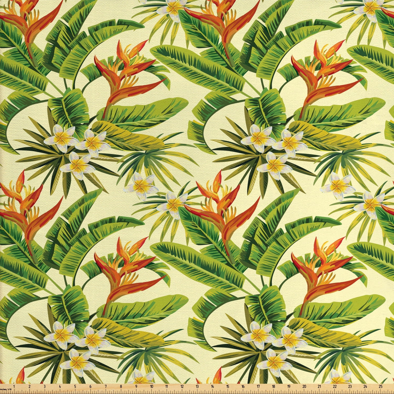 Ambesonne Tropical Fabric by the Yard Upholstery, Exoitc Plumeria ...