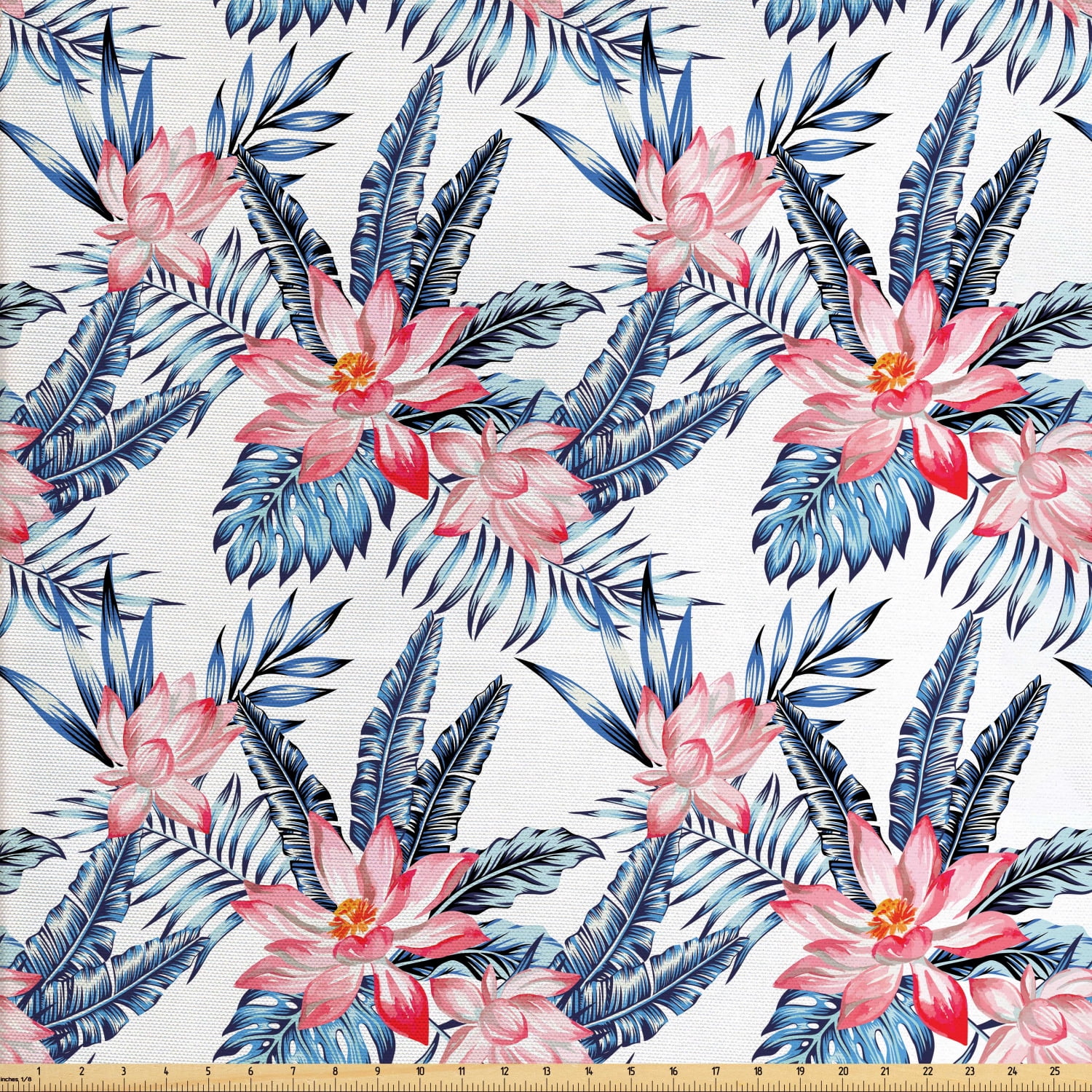 Ambesonne Tropical Fabric by the Yard Upholstery, Banana Palm Lilies, 5 ...