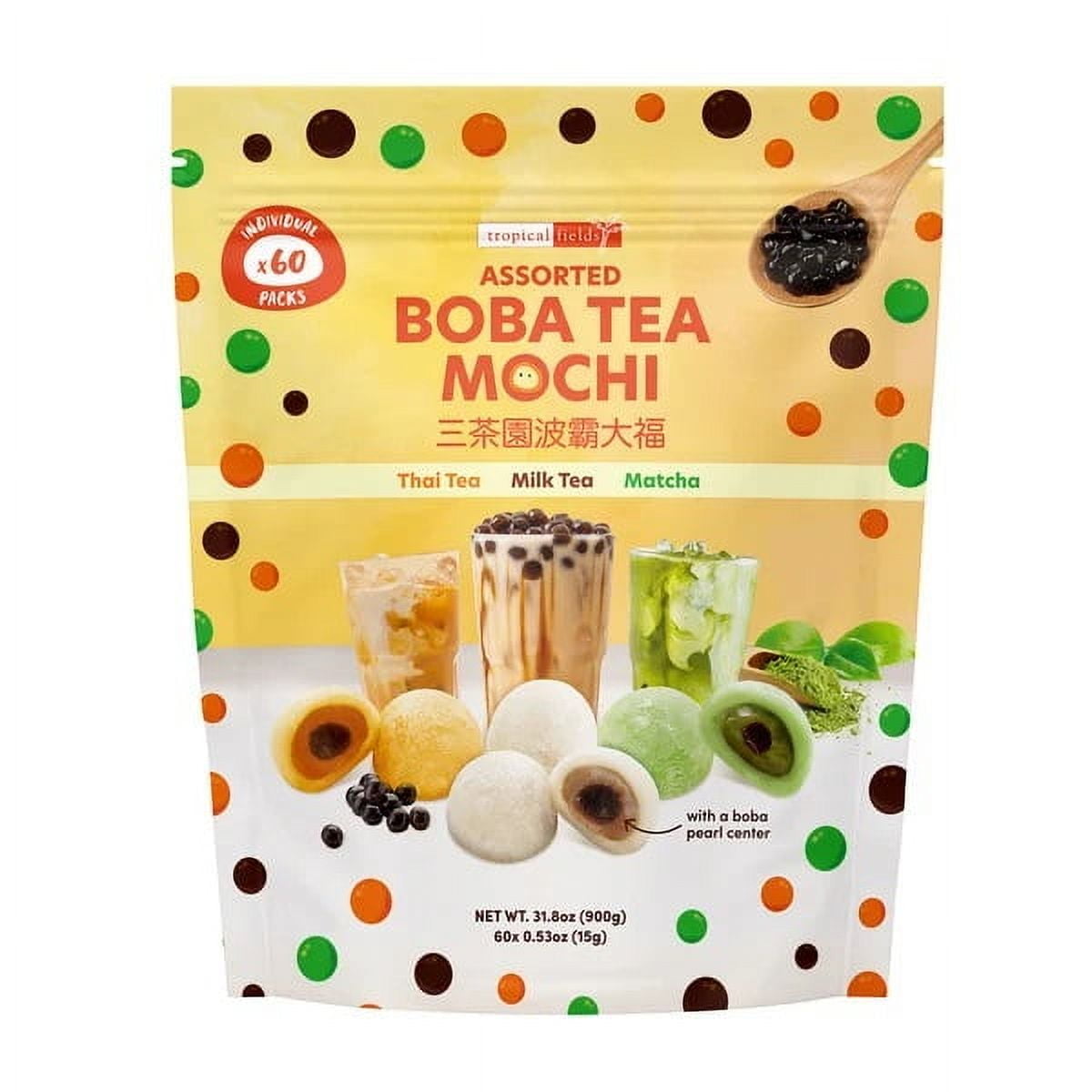 Tropical Fields Assorted Boba Tea Mochi: Thai Tea, Milk Tea, Matcha, 31 ...