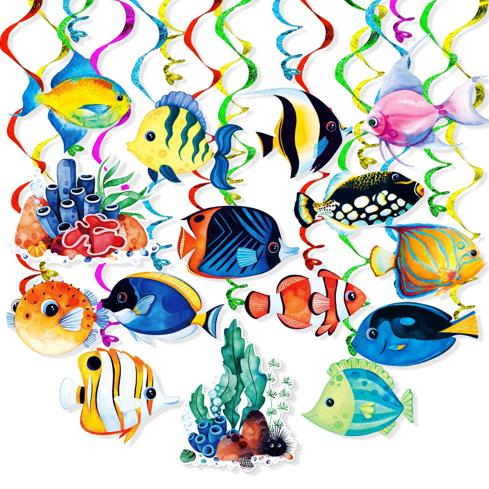 Tropical Fish Hanging CORNET Swirls Banner Decor 30 Pack Hanging Swirls ...