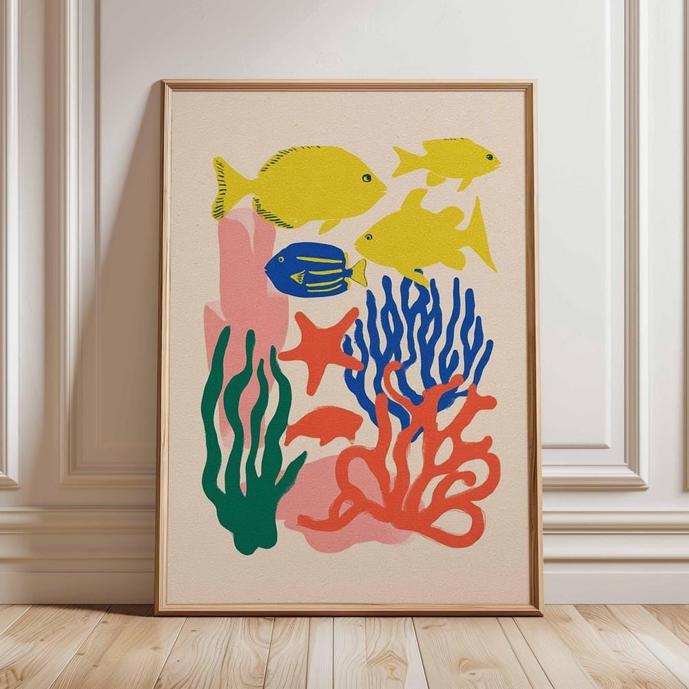 Tropical Fish Poster Underwater Coral Reef Print Ocean Sea Life Wall ...