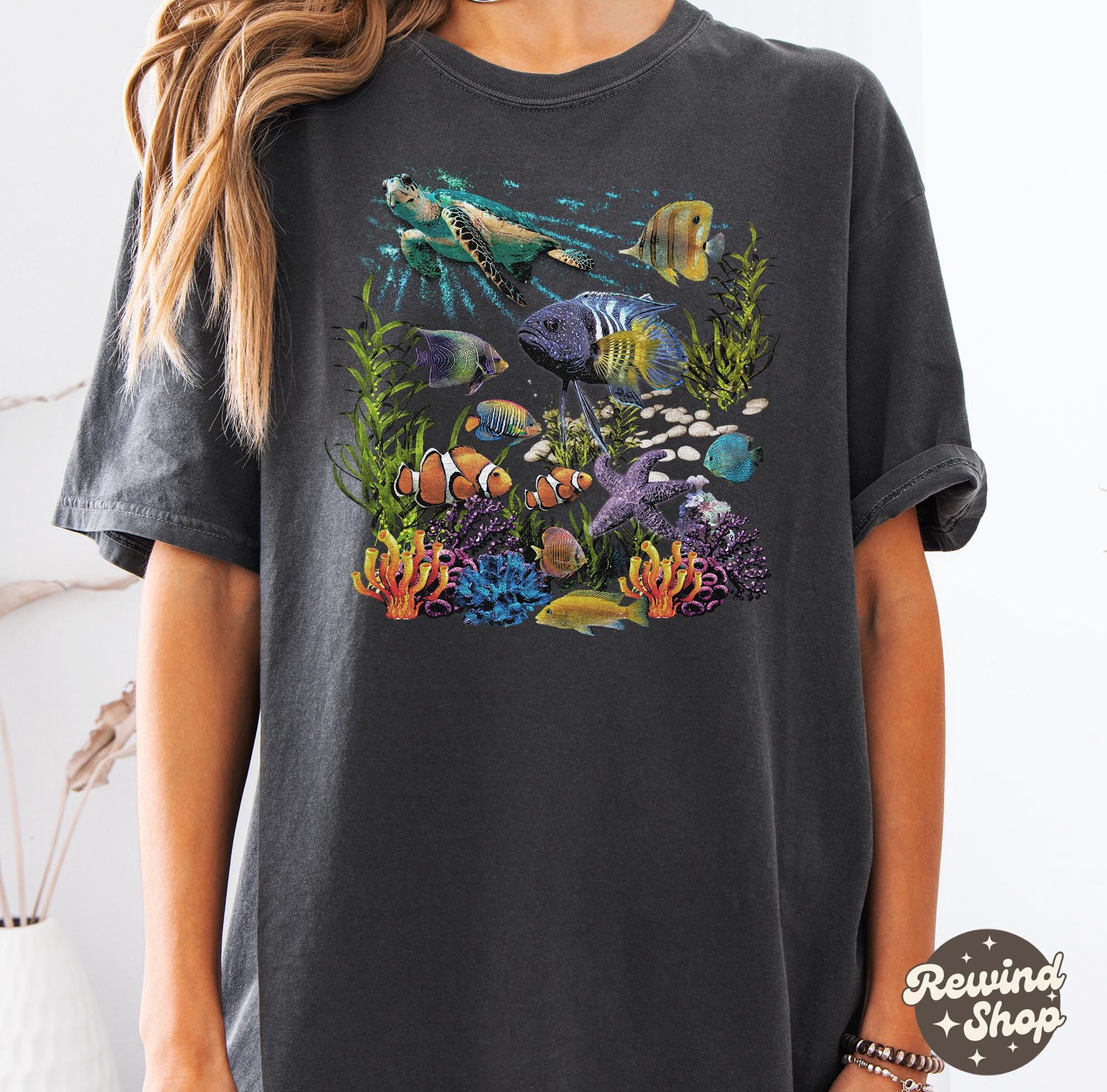Tropical Fish Scuba Diving Shirt Ocean Life Tee Aquarium Top - Walmart.com