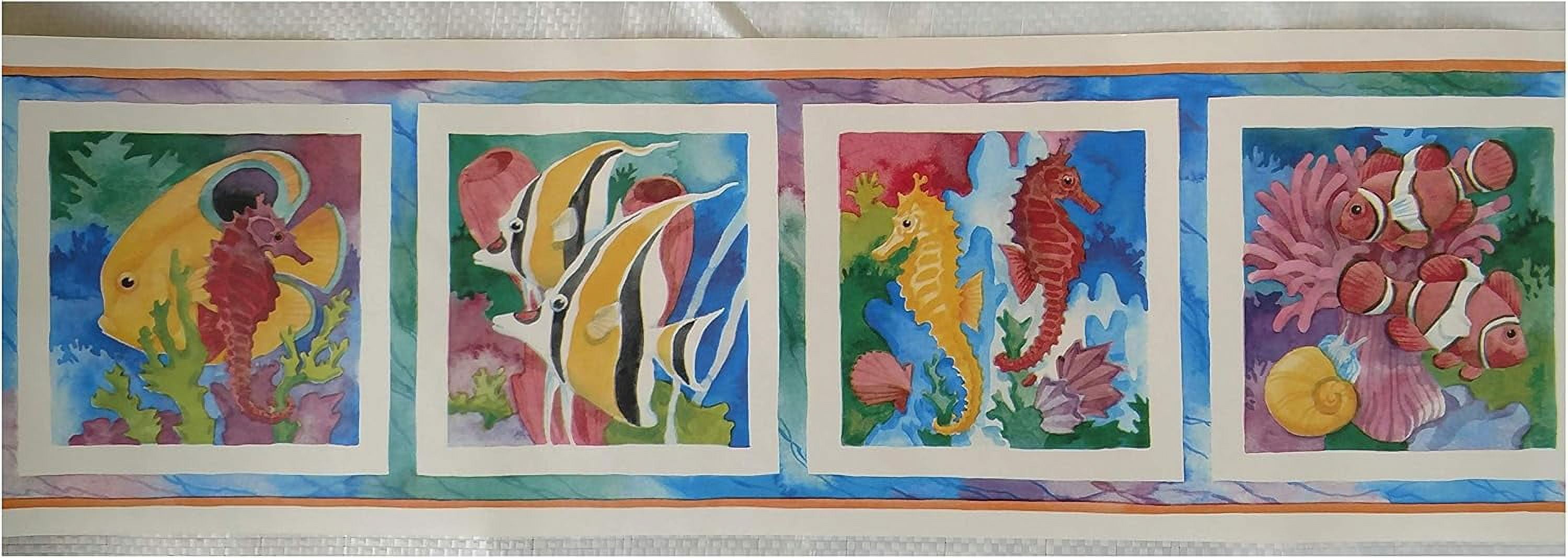 Tropical Fish Seahorses Shore Sea Life Wallpaper Border - Walmart.com
