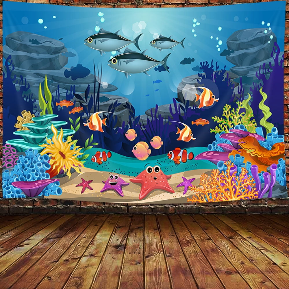 Tropical Fish Tapestry, Ocean Under Water World Tropical Fish Coral ...