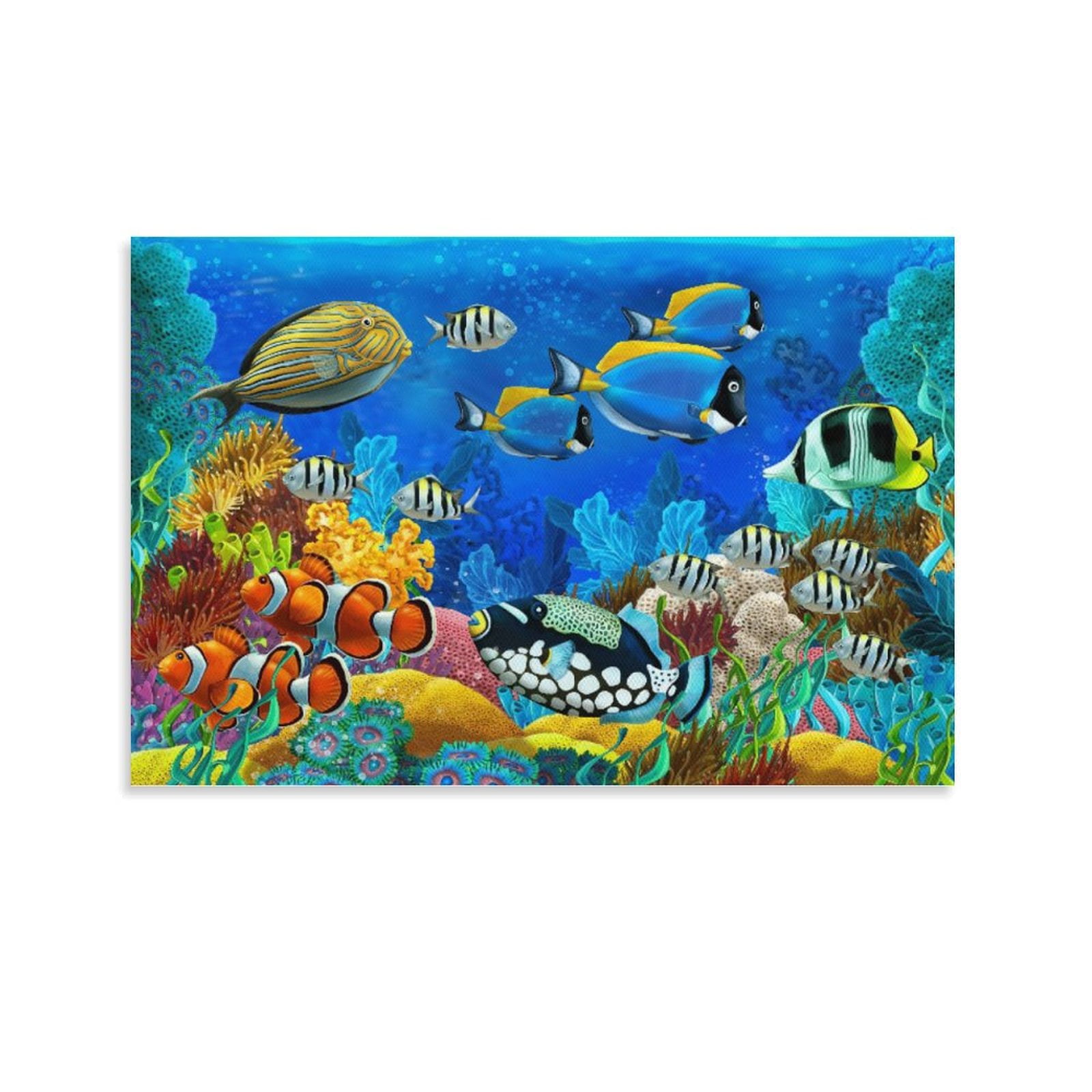 Tropical Fish Underwater World Coral Reef Canvas Art Poster And Wall ...