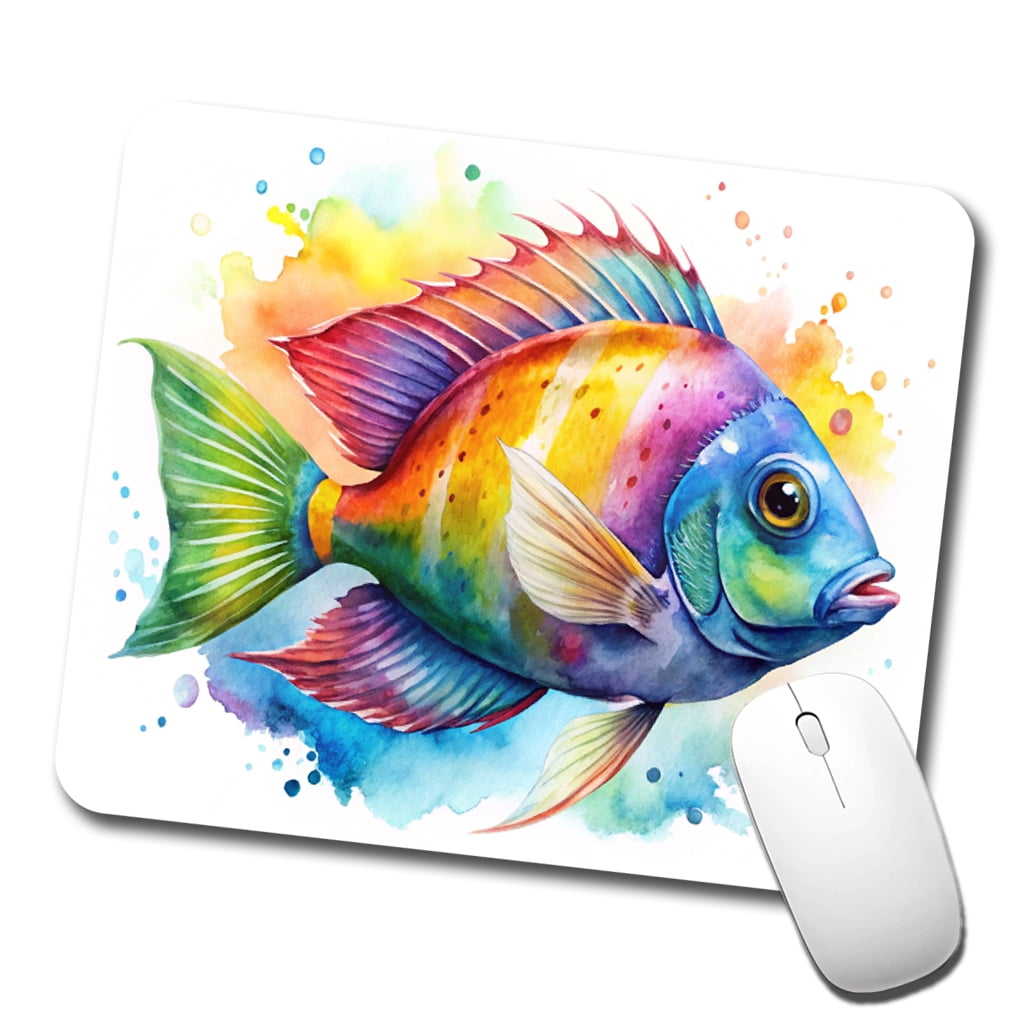 Tropical Fish Watercolor Design Mouse Pad Low Profile Gaming Mat ...