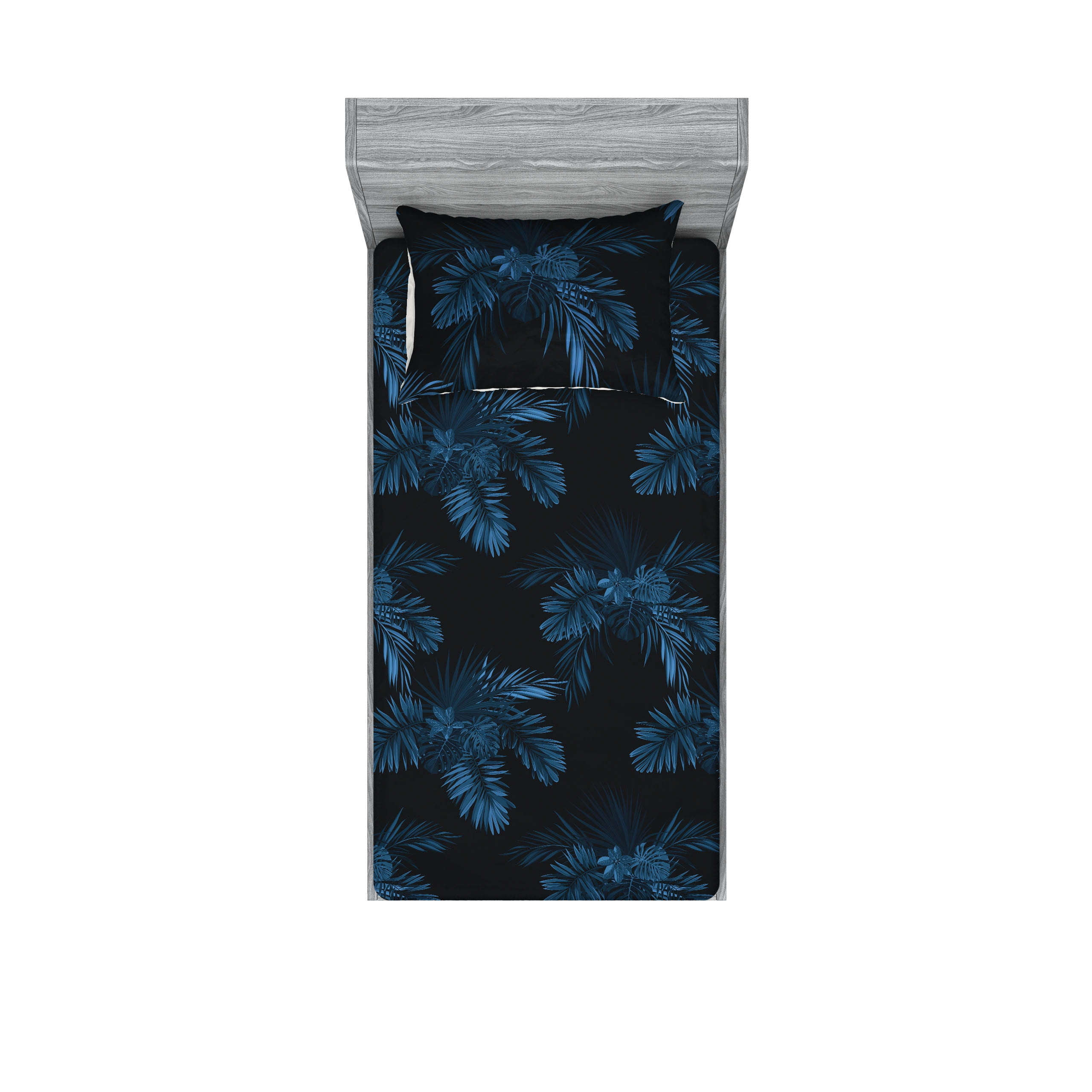 Tropical Fitted Sheet & Pillow Sham Set, Jungle Boho Design Exotic ...