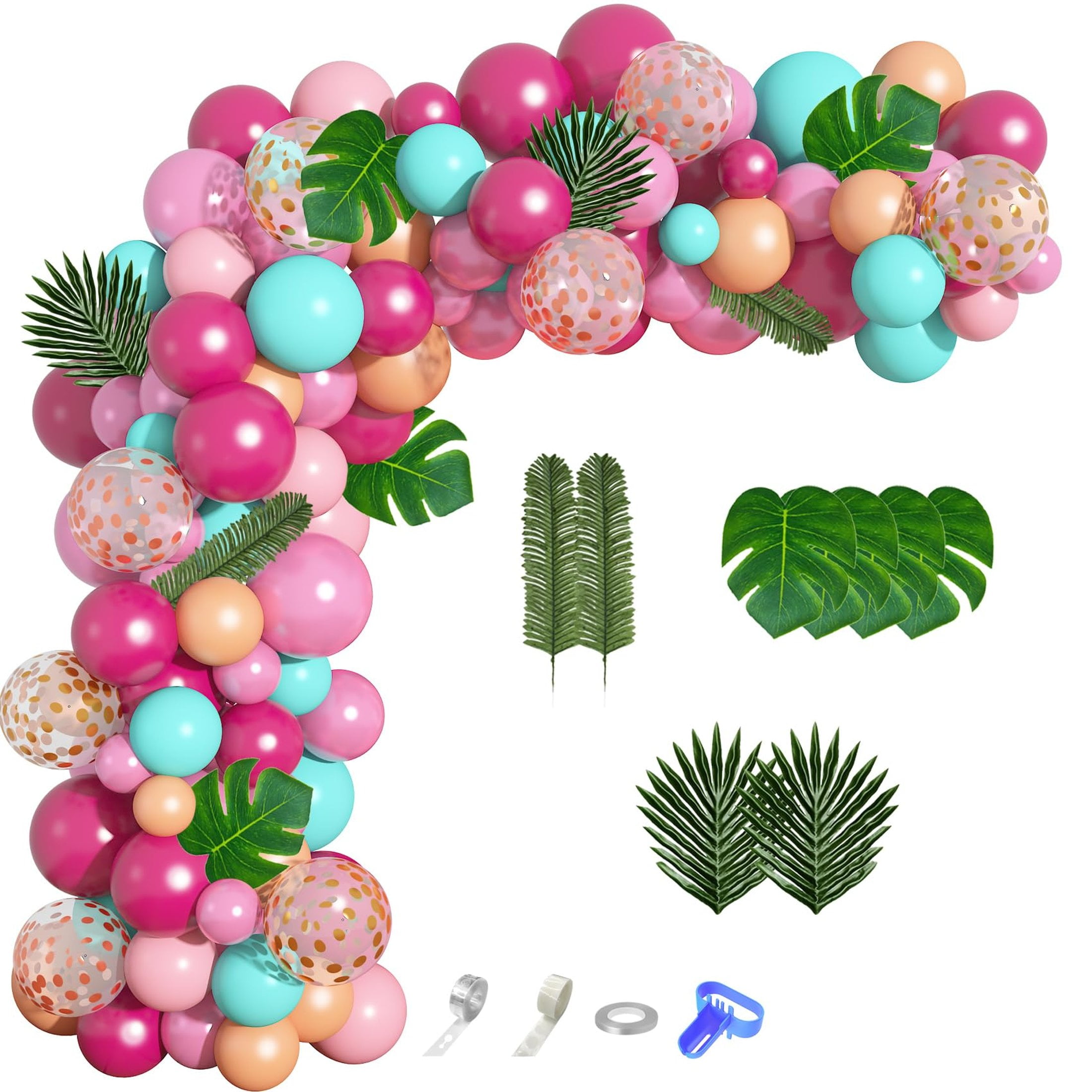 Tropical Flamingo Balloon Arch Kit with 124 Pieces, Featuring 40-Inch ...