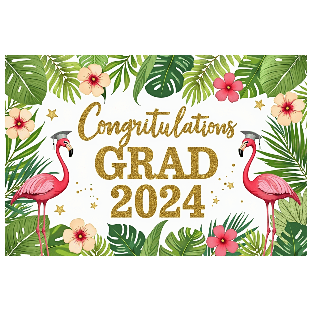 Tropical Flamingo Congratulations Banner Graduation Party Decorations ...