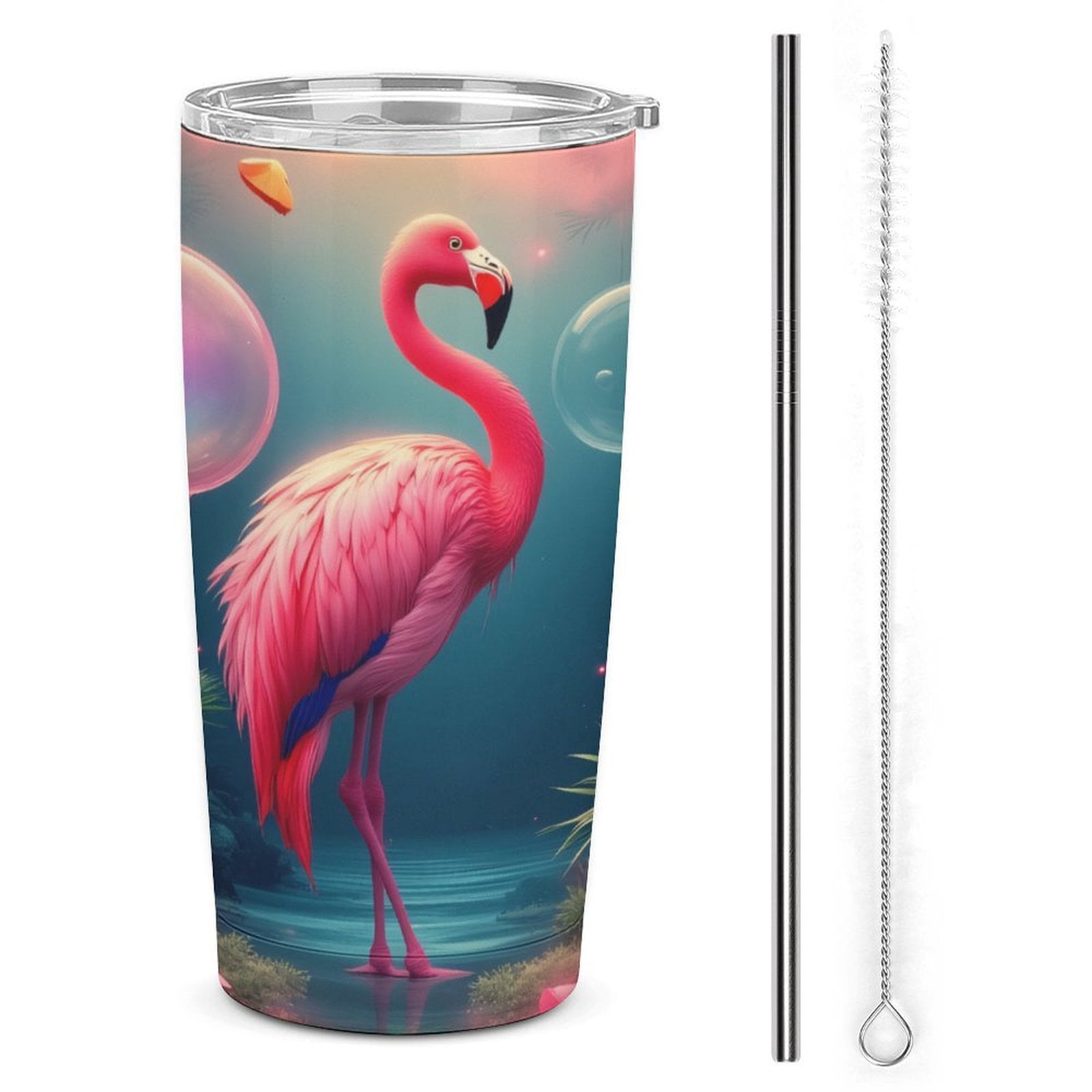 Tropical Flamingo Fantasy Tumbler Print 20oz Stainless Steel Coffee Cup ...