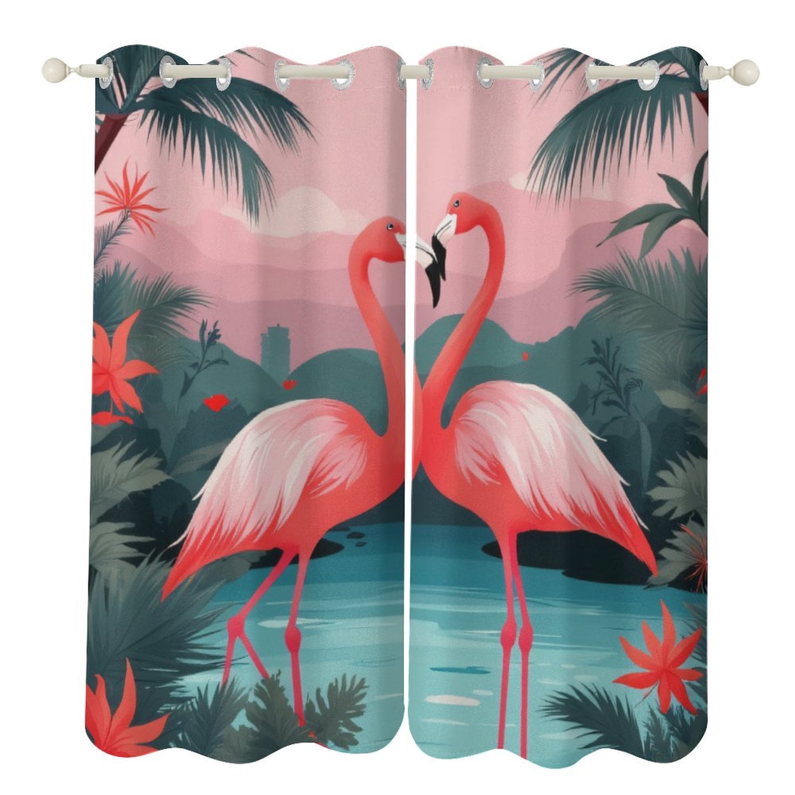 Tropical Flamingo Paradise(4)-1 Blackout Window Curtains for Bedroom ...