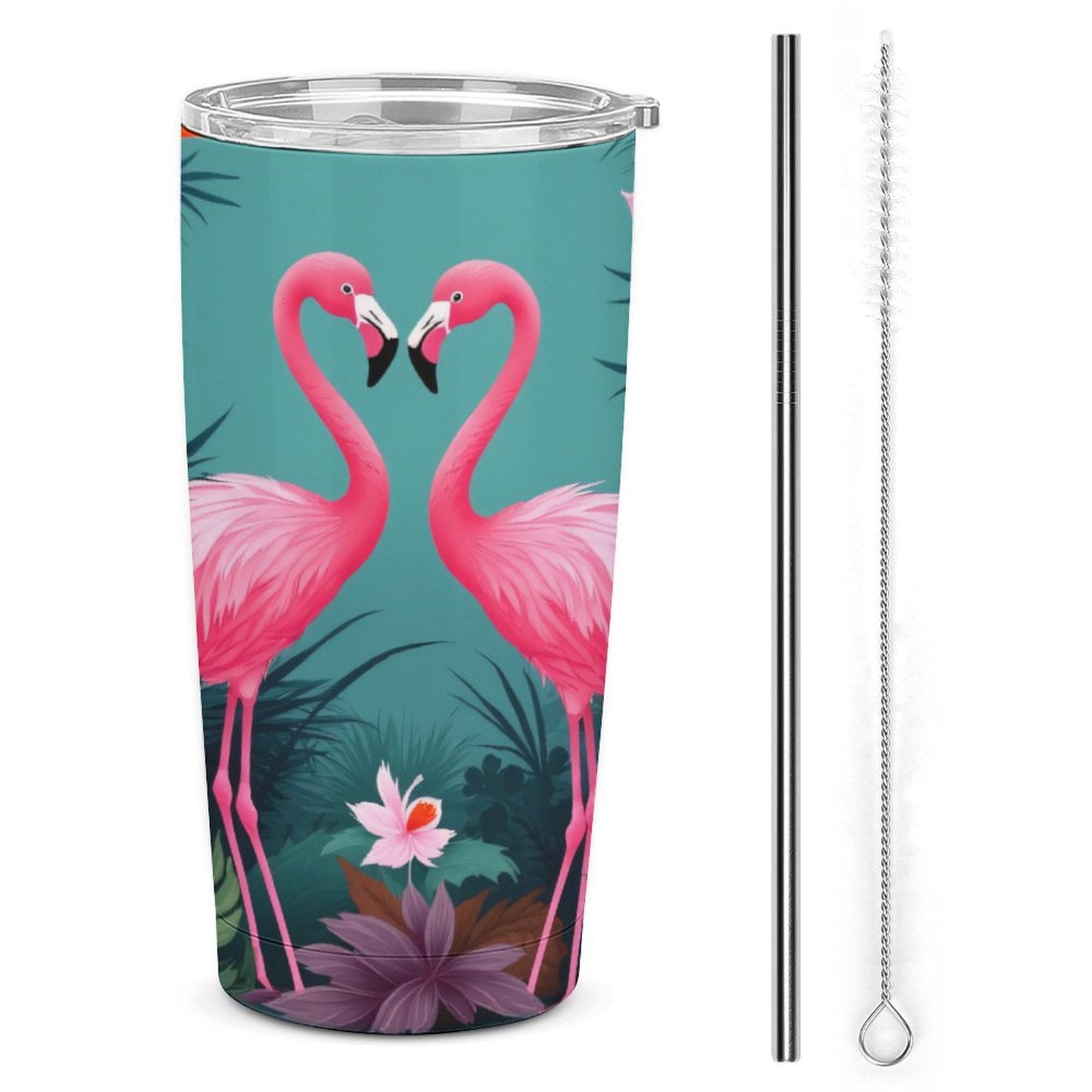 Tropical Flamingo Paradise(5) Tumbler with Lids And Straws Insulated ...