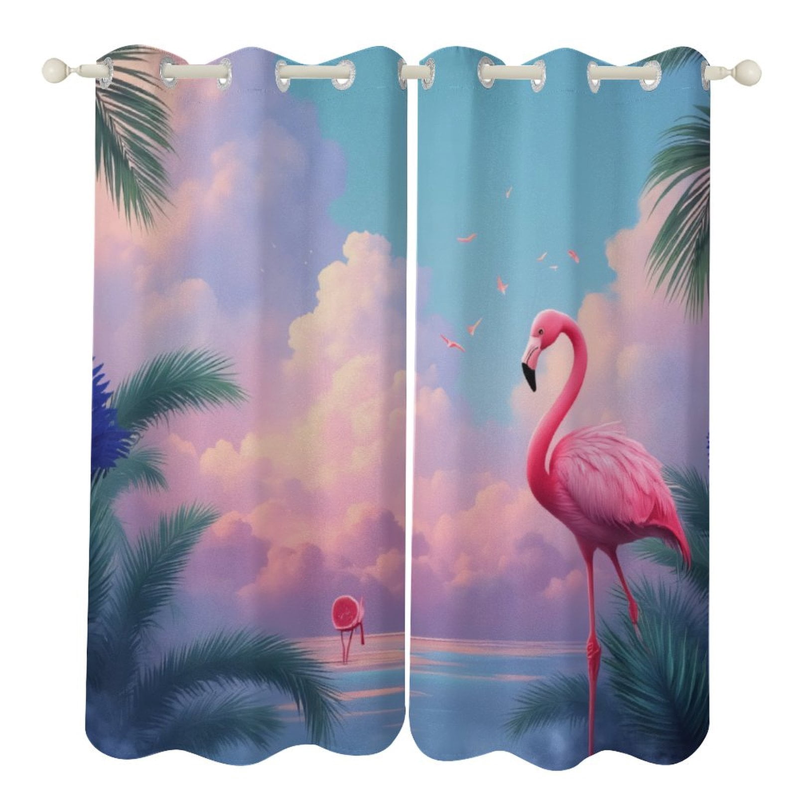 Tropical Flamingo Paradise(6) Blackout Window Curtains for Bedroom ...