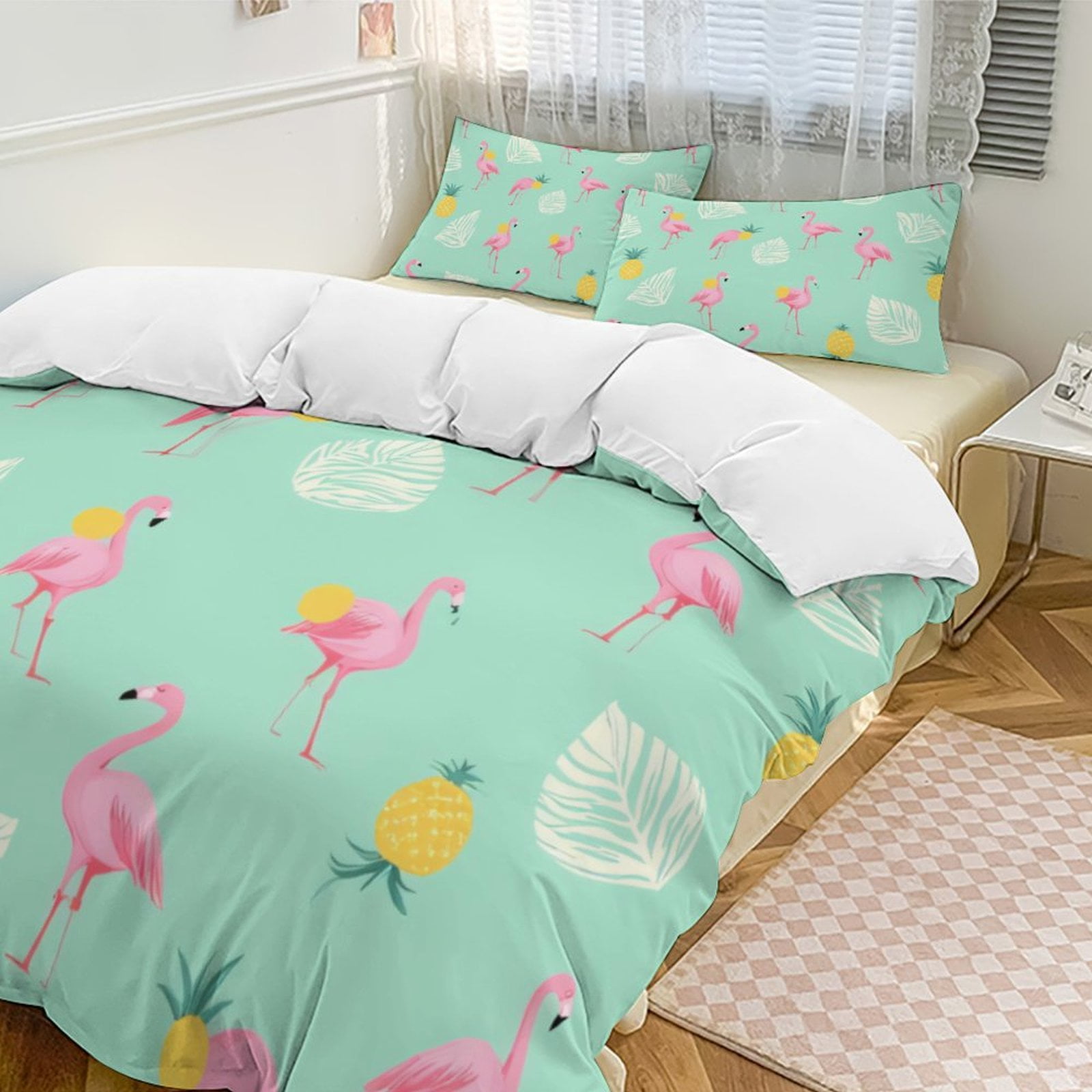 Tropical Flamingo Pineapple Pattern 3D Duvet Cover Set Quilt Cover ...