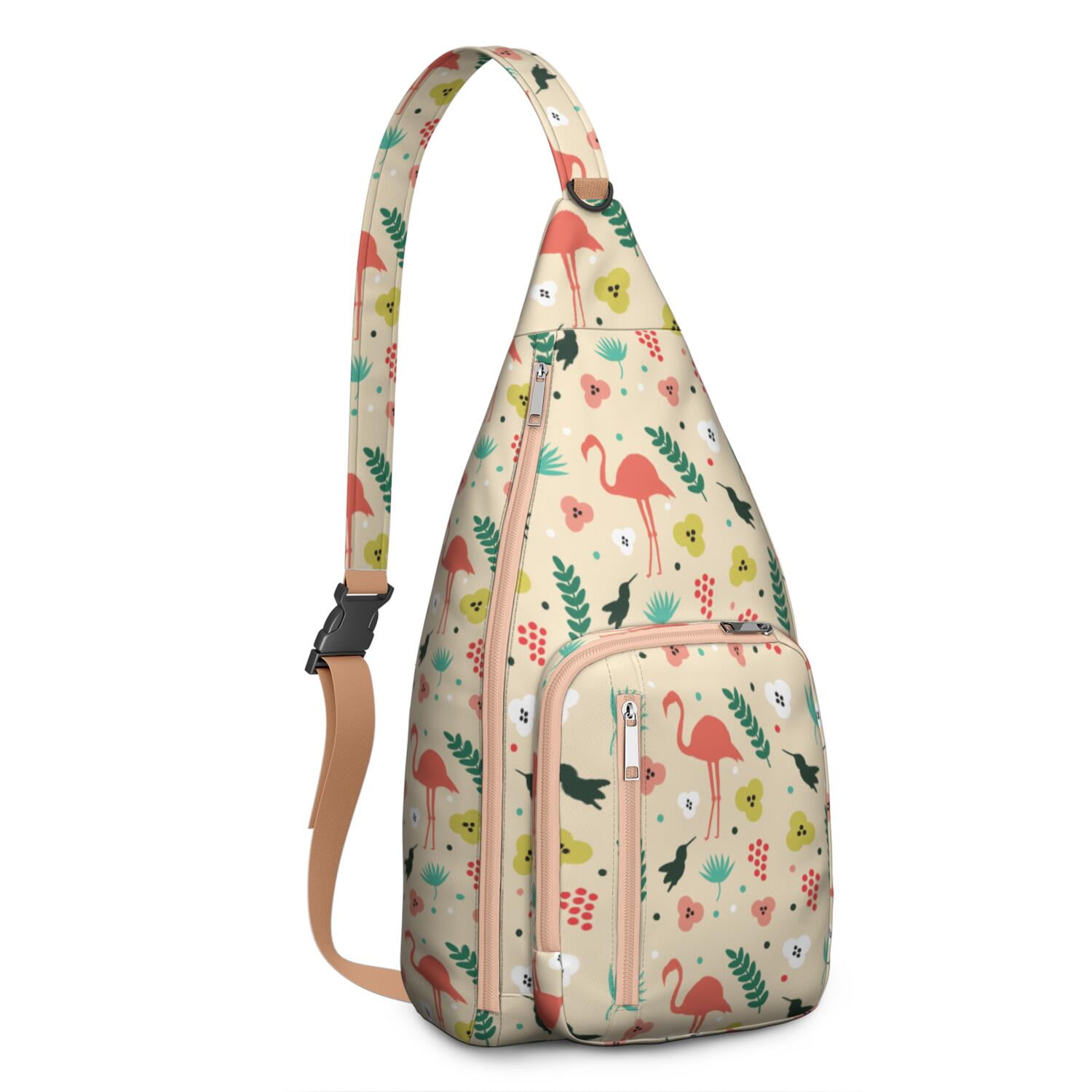 Tropical Flamingo Sling Backpack – Boho Watercolor Pink Flamingo ...