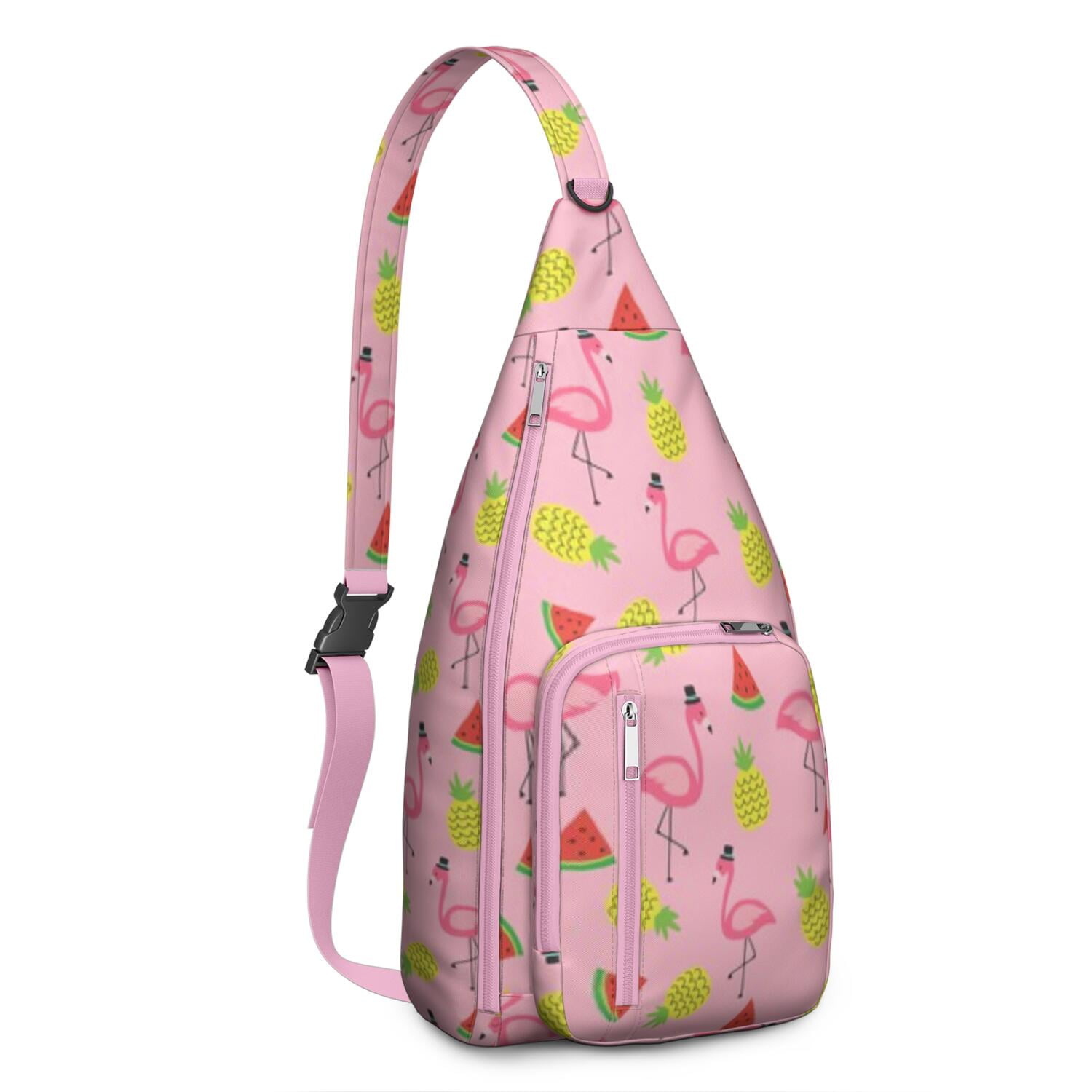 Tropical Flamingo Sling Backpack – Boho Watercolor Pink Flamingo ...