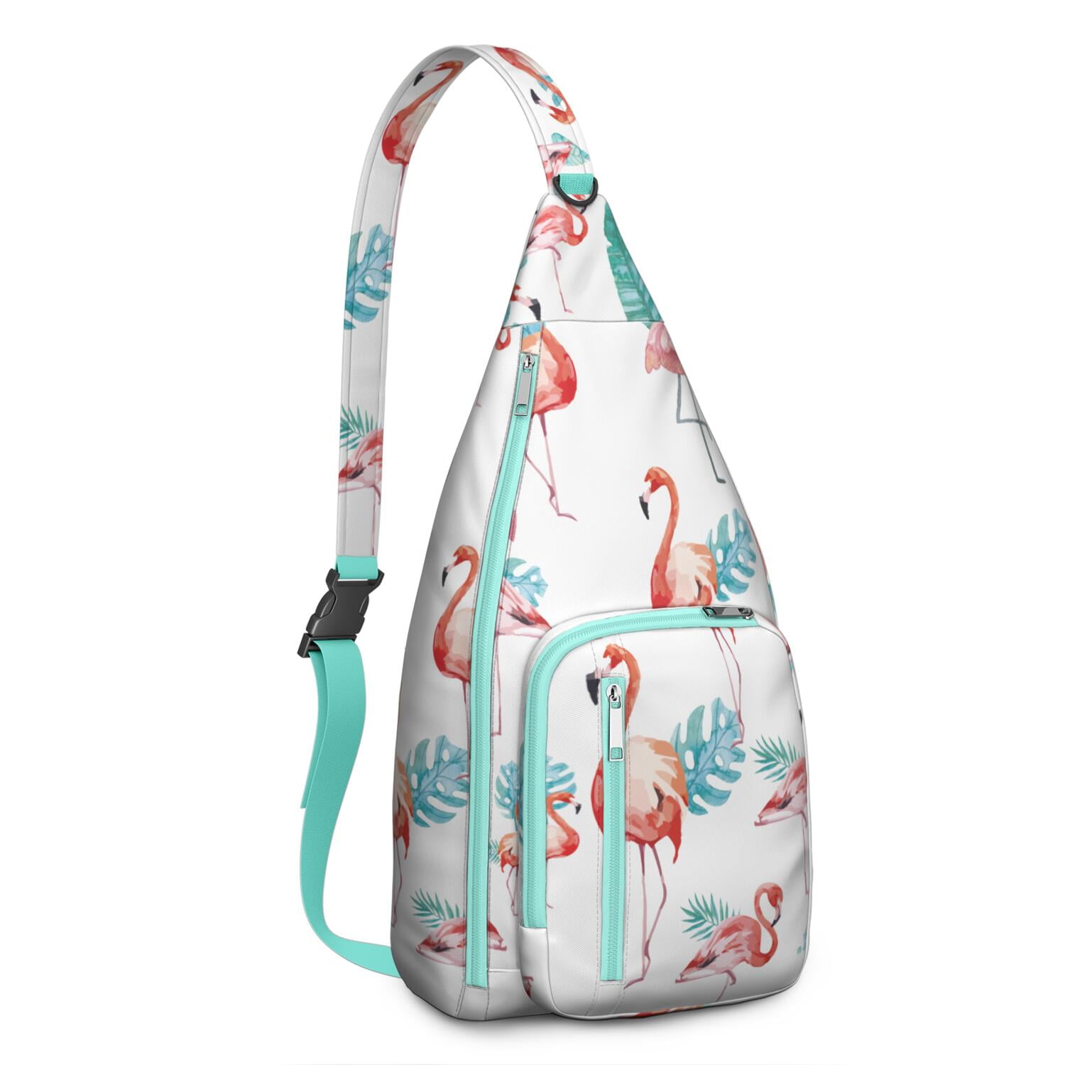 Tropical Flamingo Sling Backpack – Boho Watercolor Pink Flamingo ...