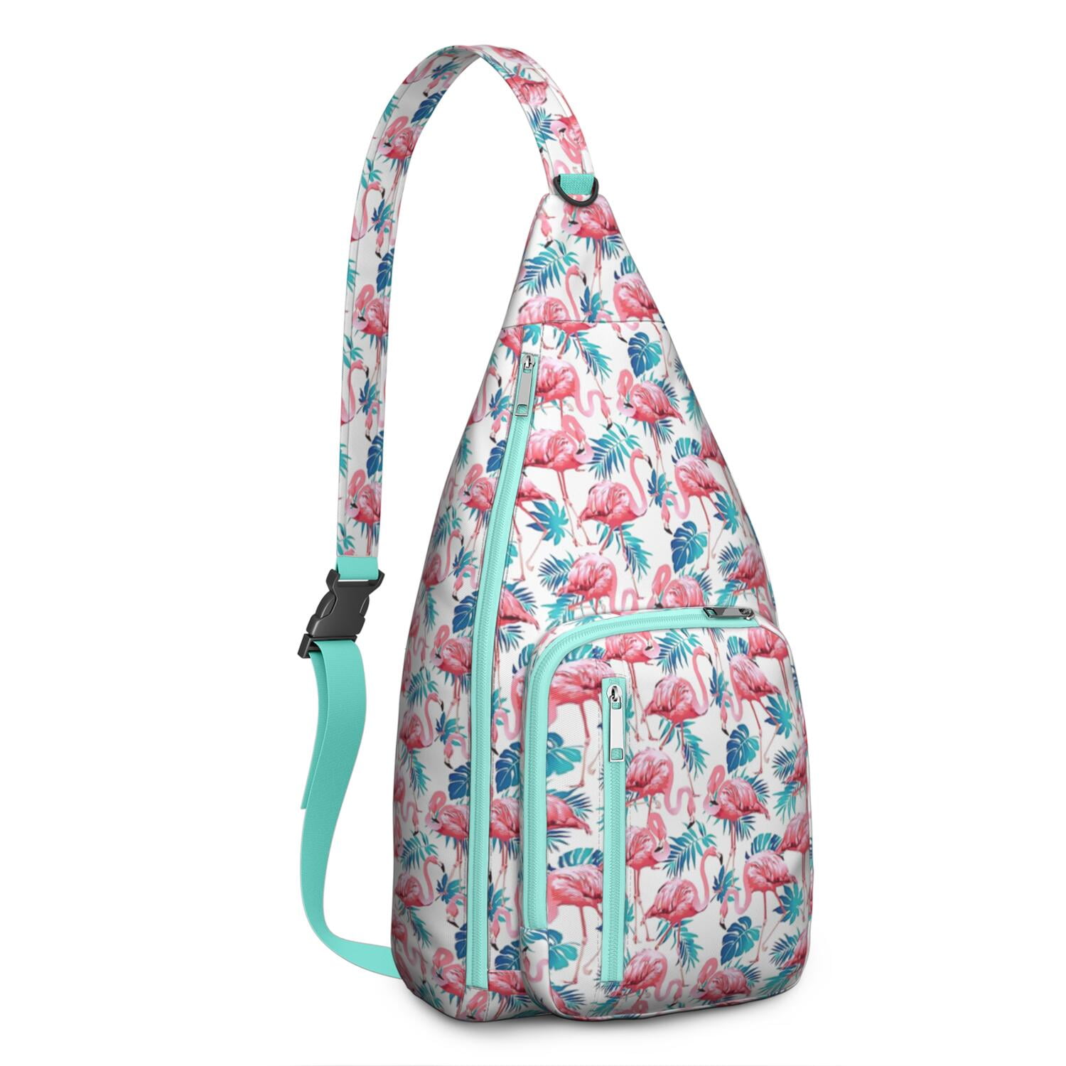 Tropical Flamingo Sling Backpack – Boho Watercolor Pink Flamingo ...