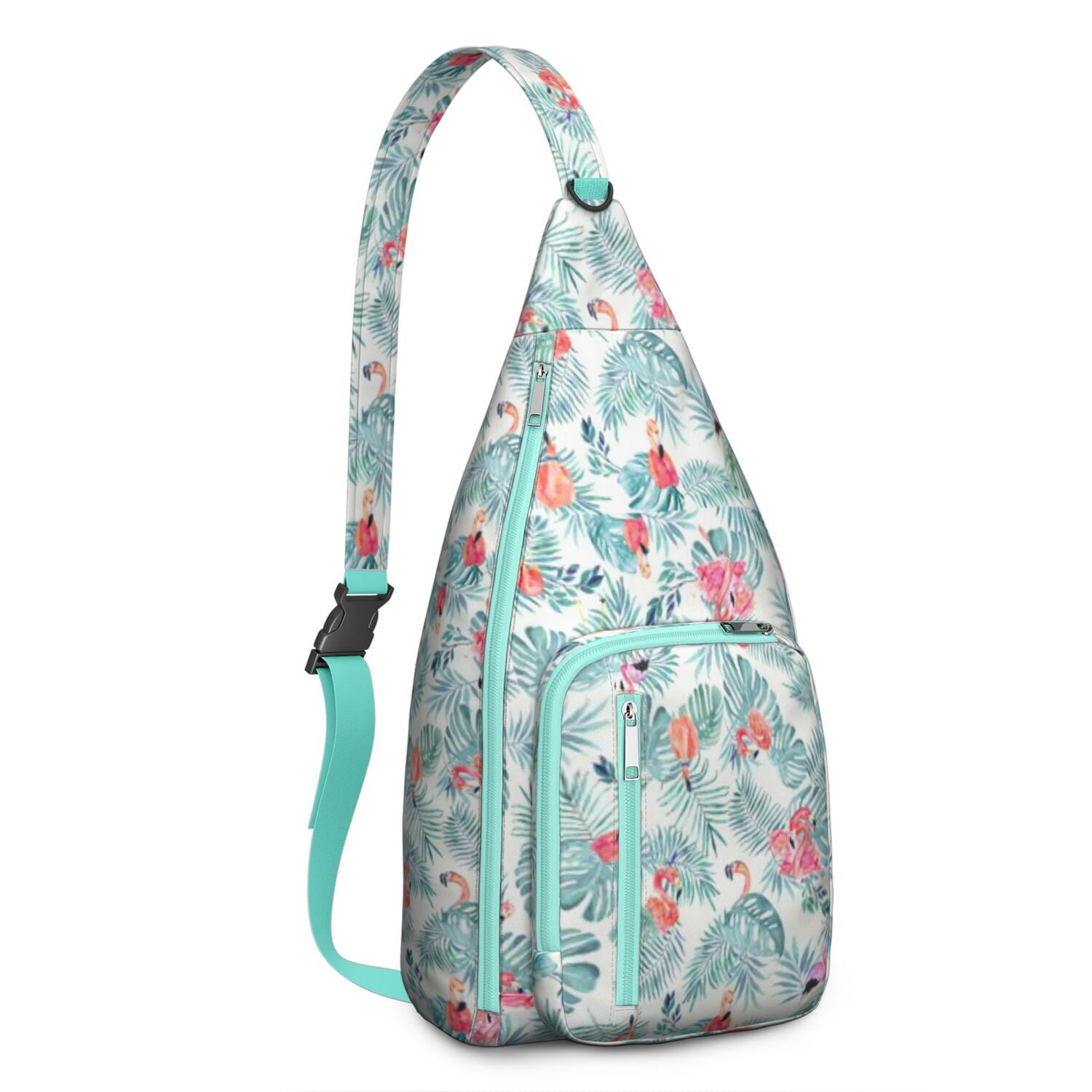 Tropical Flamingo Sling Backpack – Boho Watercolor Pink Flamingo ...