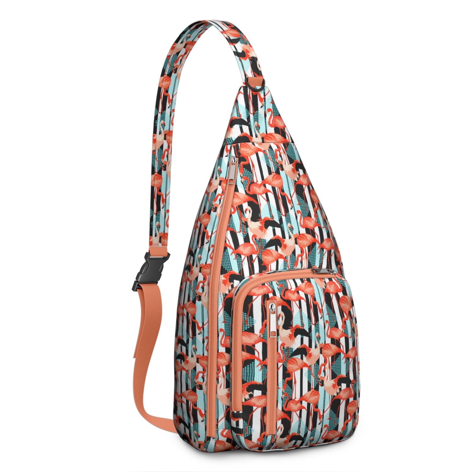 Tropical Flamingo Sling Backpack – Boho Watercolor Pink Flamingo ...