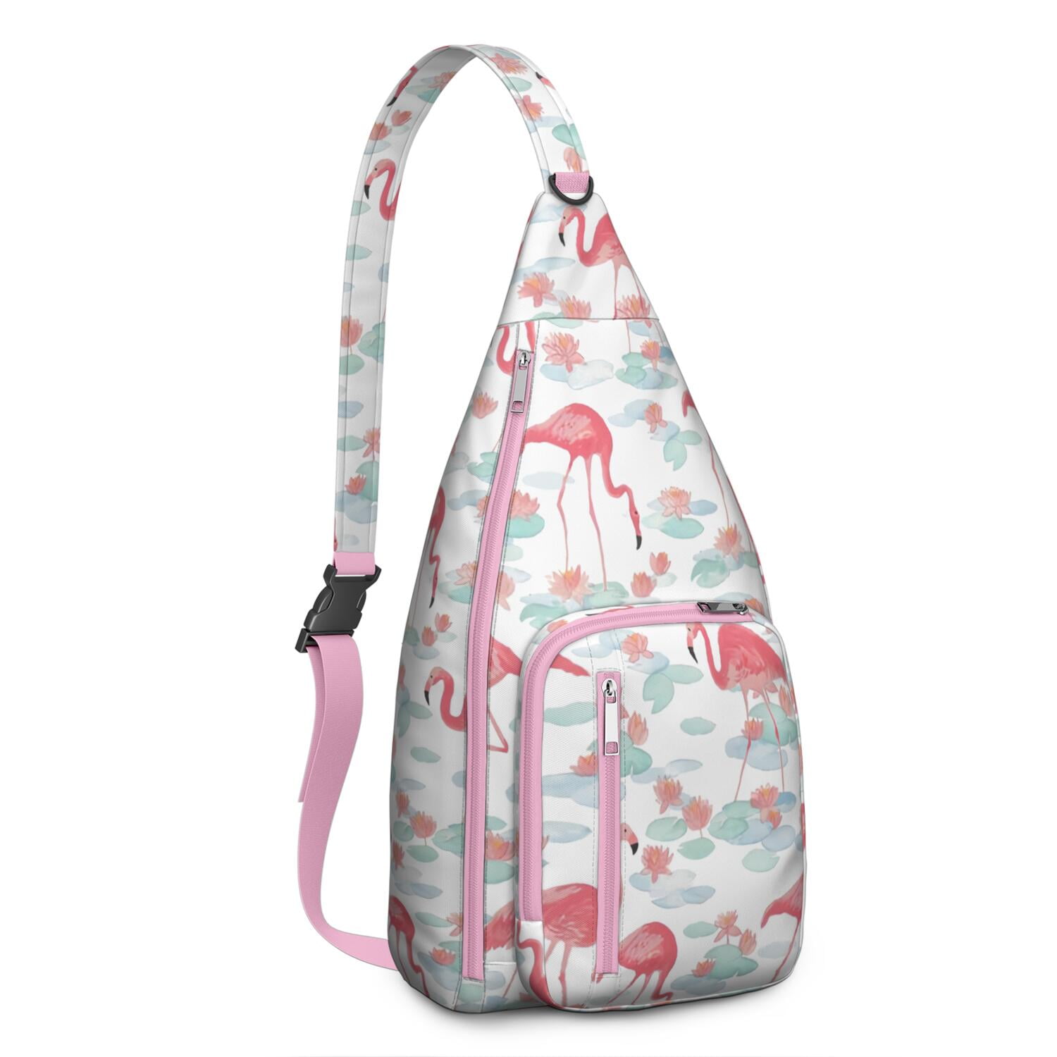 Tropical Flamingo Sling Backpack – Boho Watercolor Pink Flamingo ...