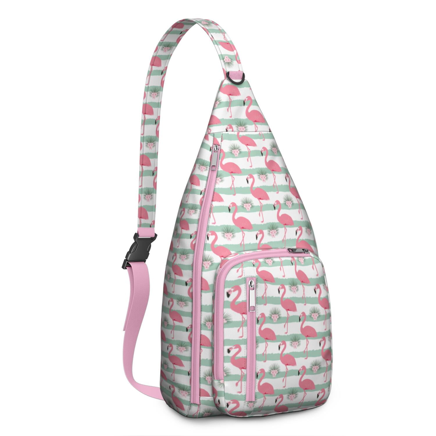 Tropical Flamingo Sling Backpack – Boho Watercolor Pink Flamingo ...