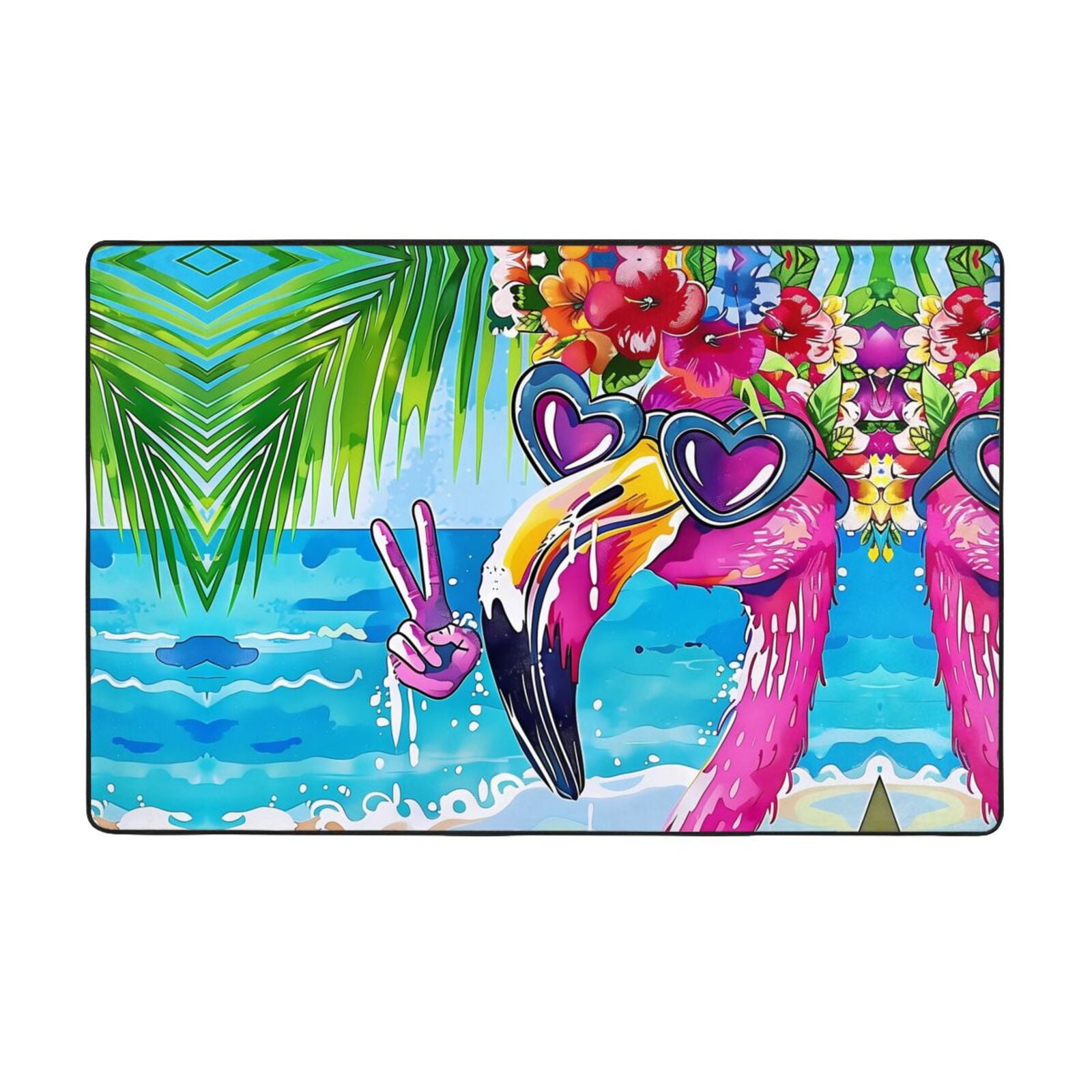 Tropical Flamingo Summer Soft Indoor Outdoor Rug, Washable Rugs for ...