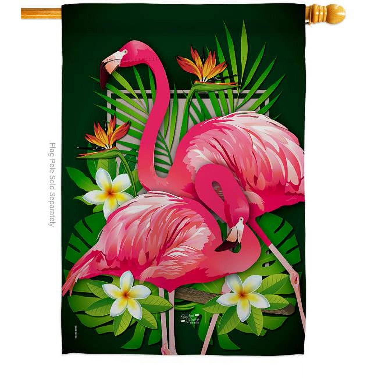 Tropical Flamingo Summertime 28 x 40 in. Double-Sided Decorative ...