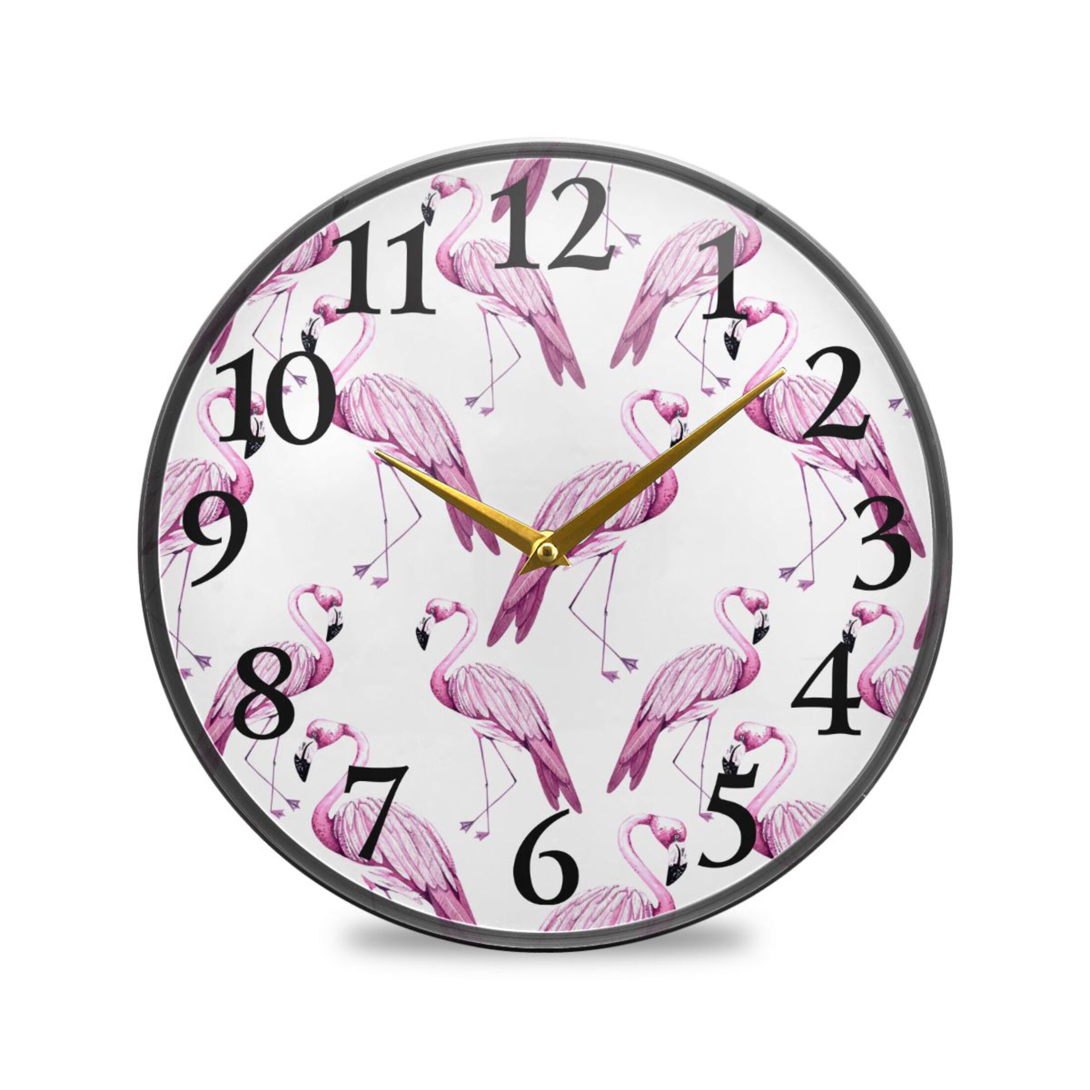 Tropical Flamingo Wall Clocks Battery Operated 11.9 Inch Round Clock ...
