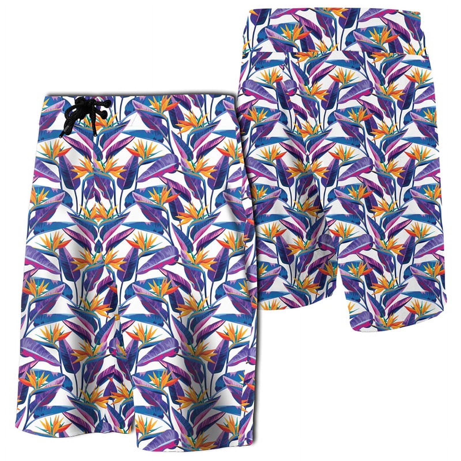 Tropical Flamingo Yellow Board Shorts Hawaii Men's Shorts Women Vaion ...