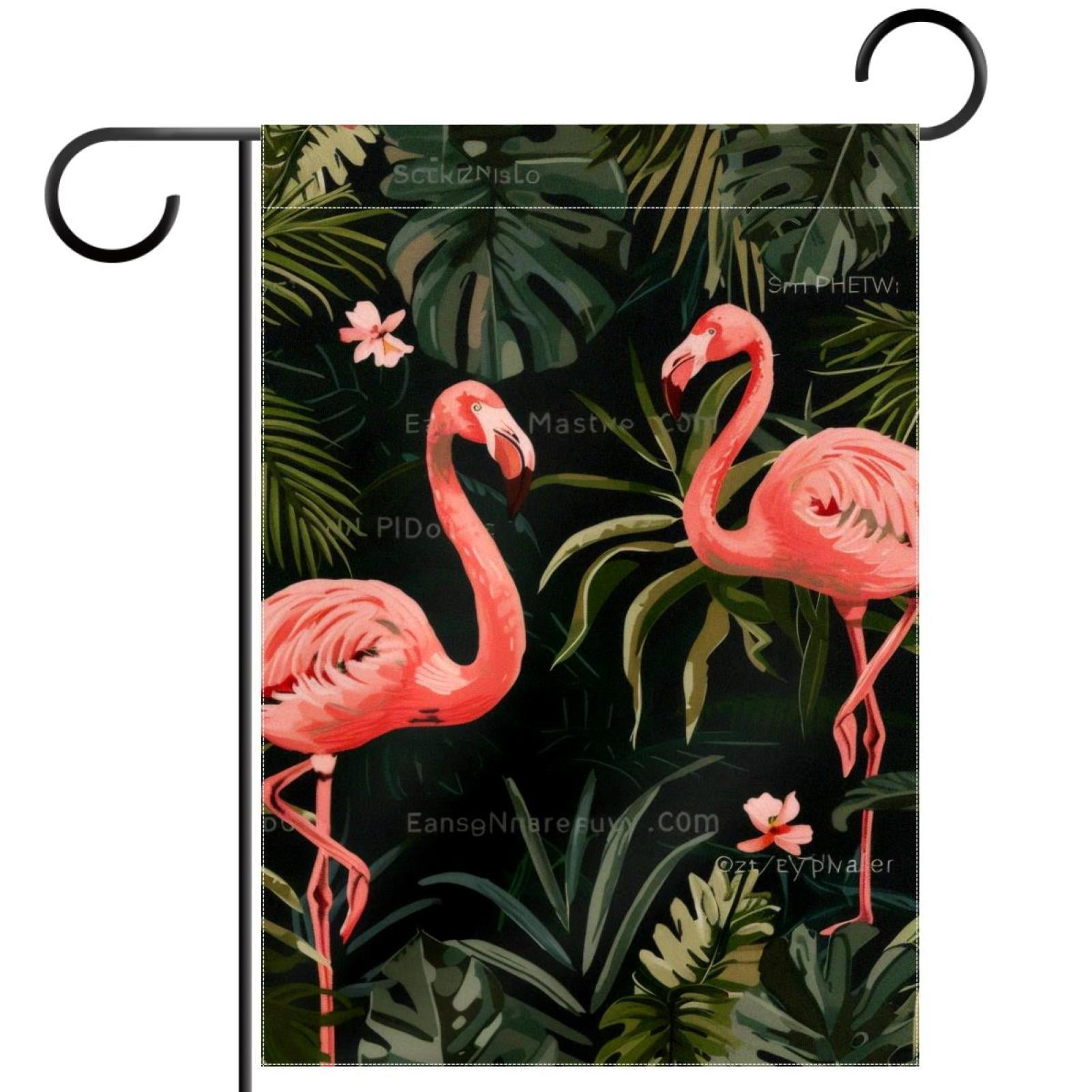Tropical Flamingos Palm Leaves Welcome Garden Flags, 12 x 18 Inch ...