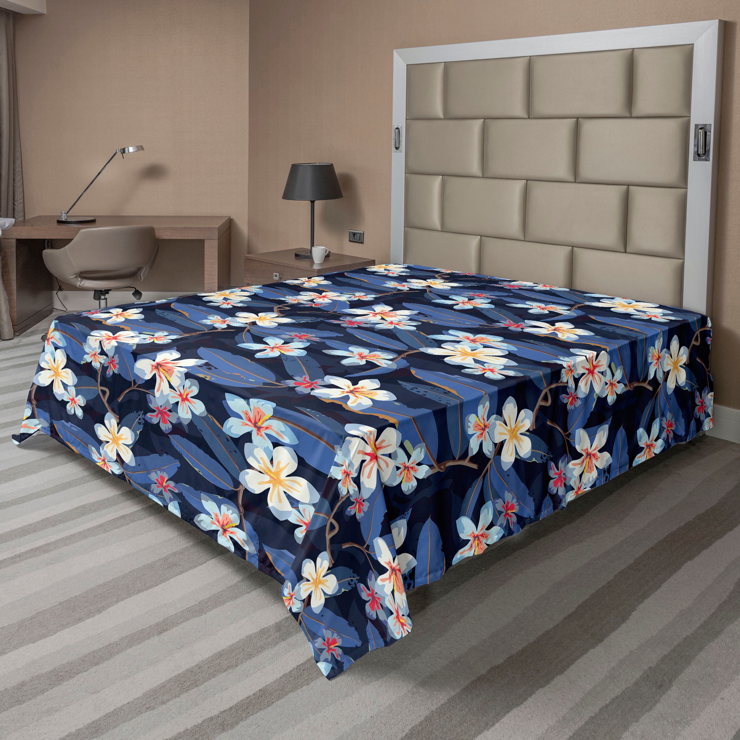 Ambesonne Tropical Flat Bedding Sheet Soft Top Sheet, Aloha Hibiscus ...
