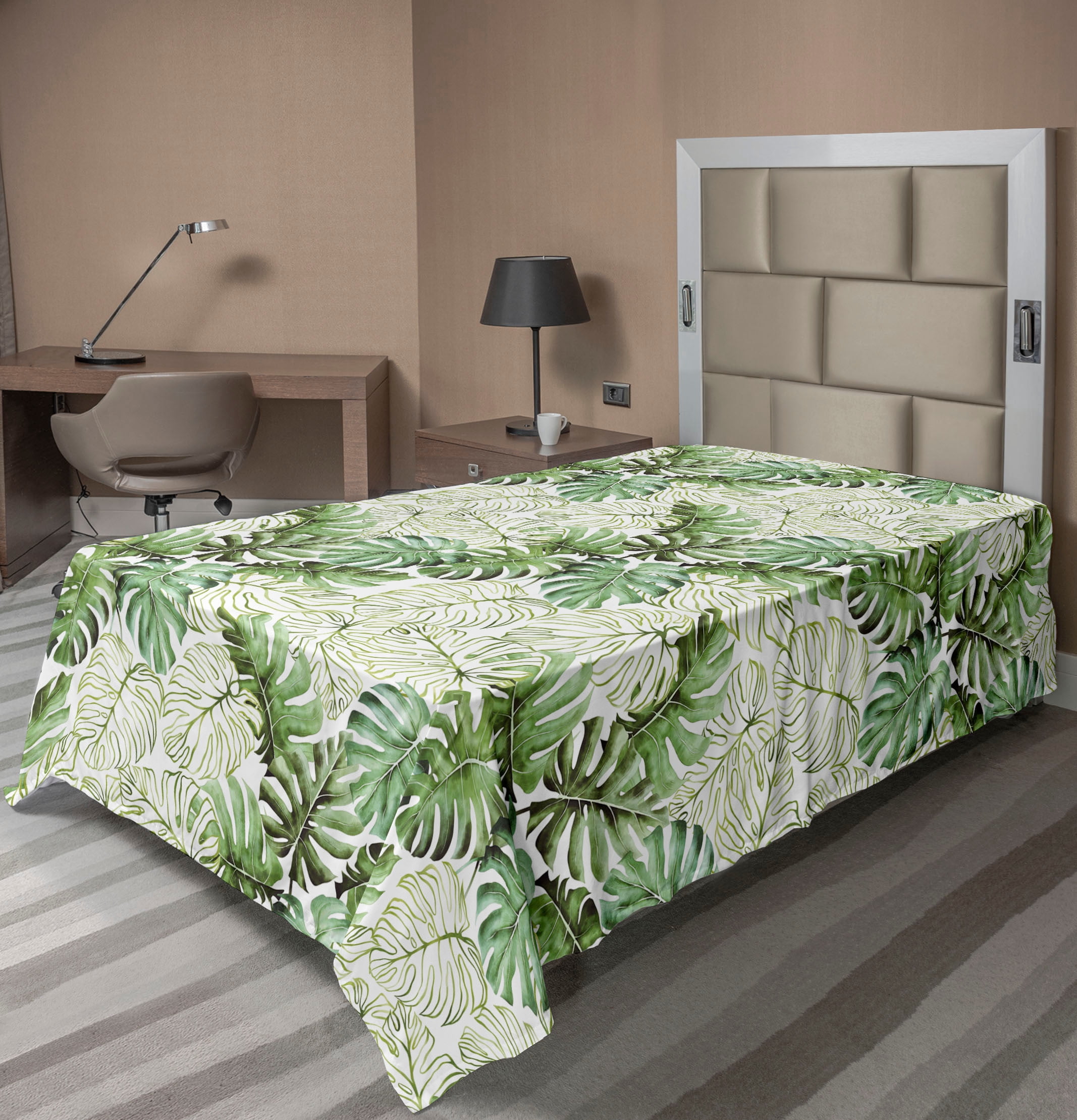 Ambesonne Tropical Flat Bedding Sheet Soft Top Sheet, Palm Foliage ...