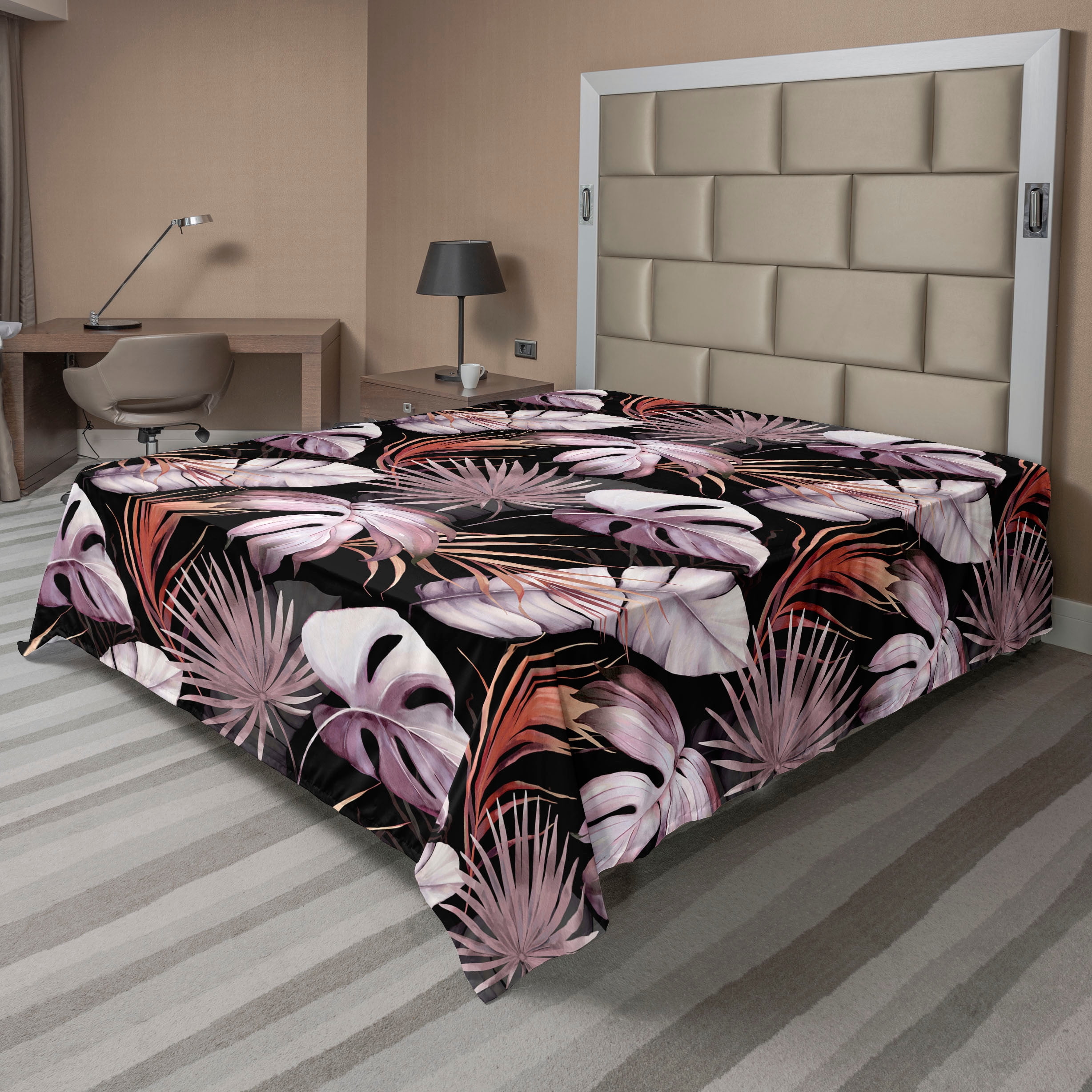 Ambesonne Tropical Flat Bedding Sheet Soft Top Sheet, Exotic Jungle ...