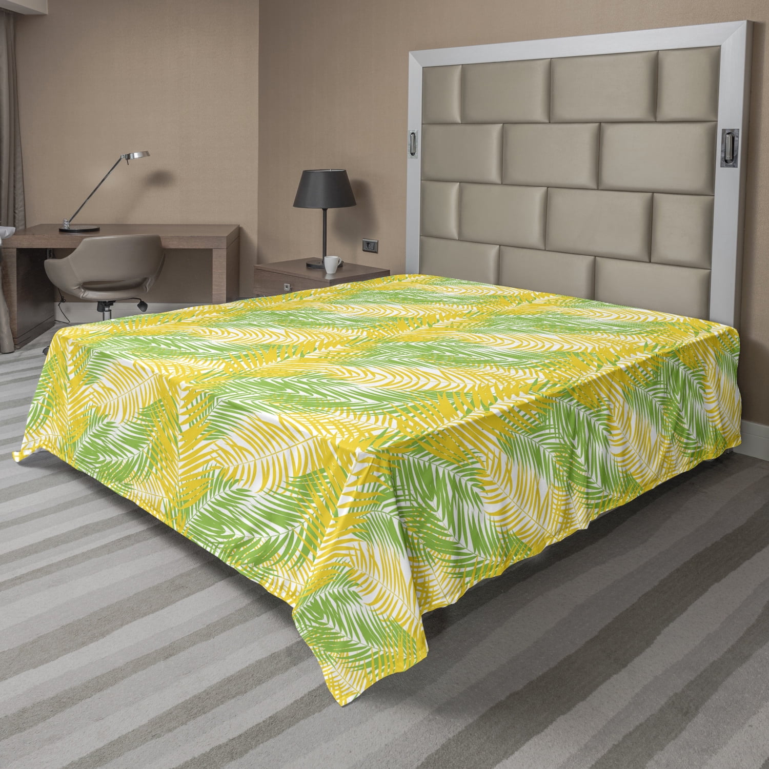 Ambesonne Tropical Flat Sheet, Palm Leaves Hawaii Island, Queen Size ...